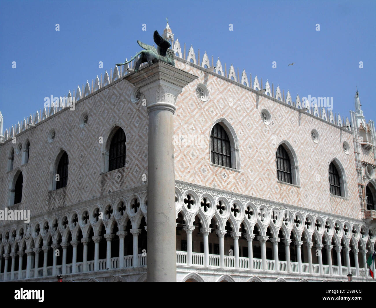 Exterior facade of the Doge's Palace in Venice, Italy. The palace was ...