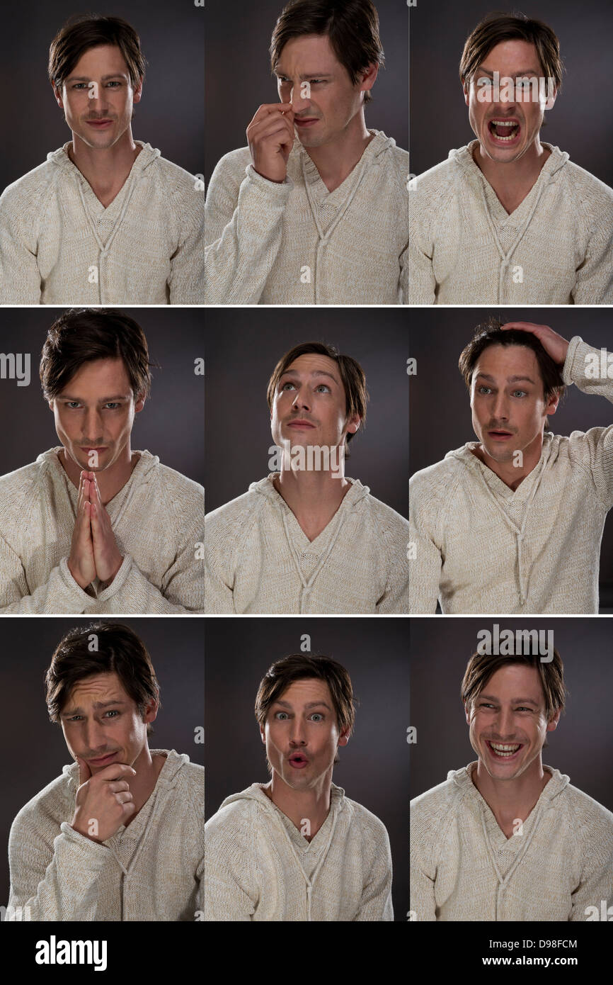 Man making different faces Stock Photo - Alamy