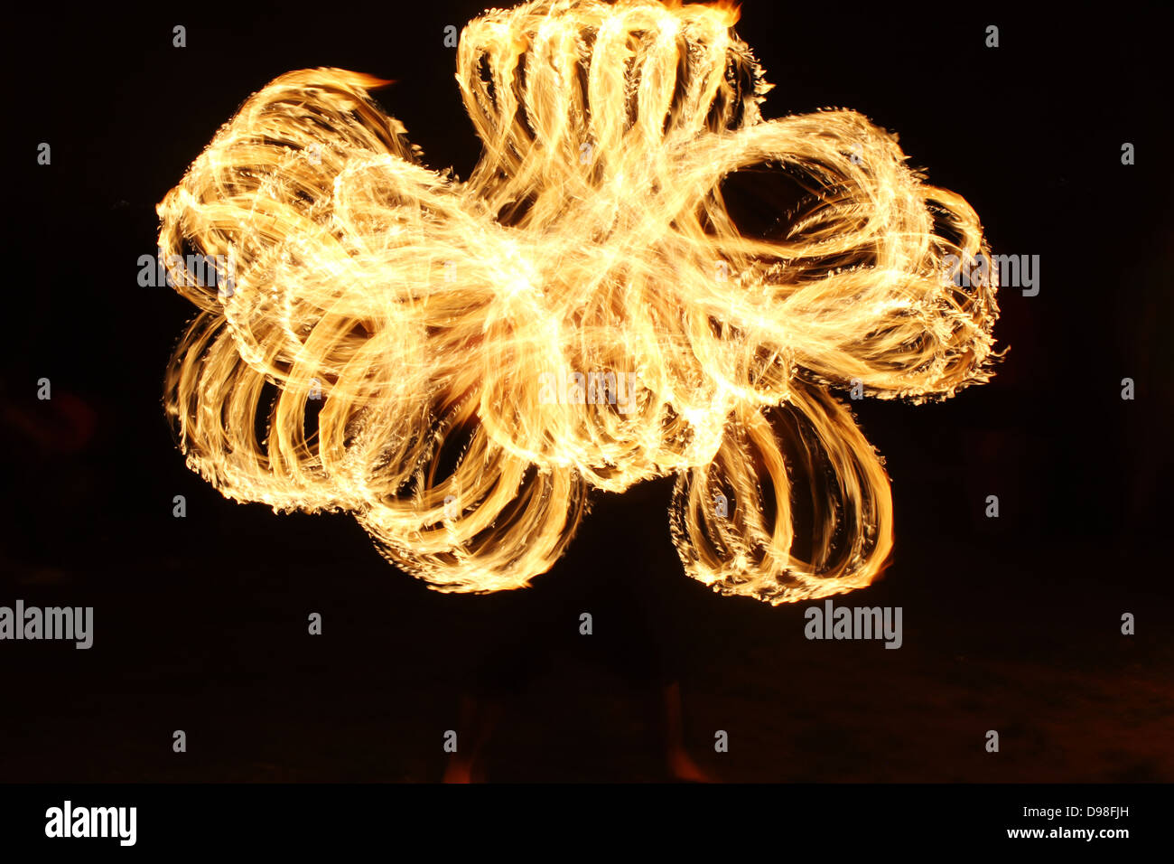 fire show, performance with fire on beach at night Stock Photo - Alamy