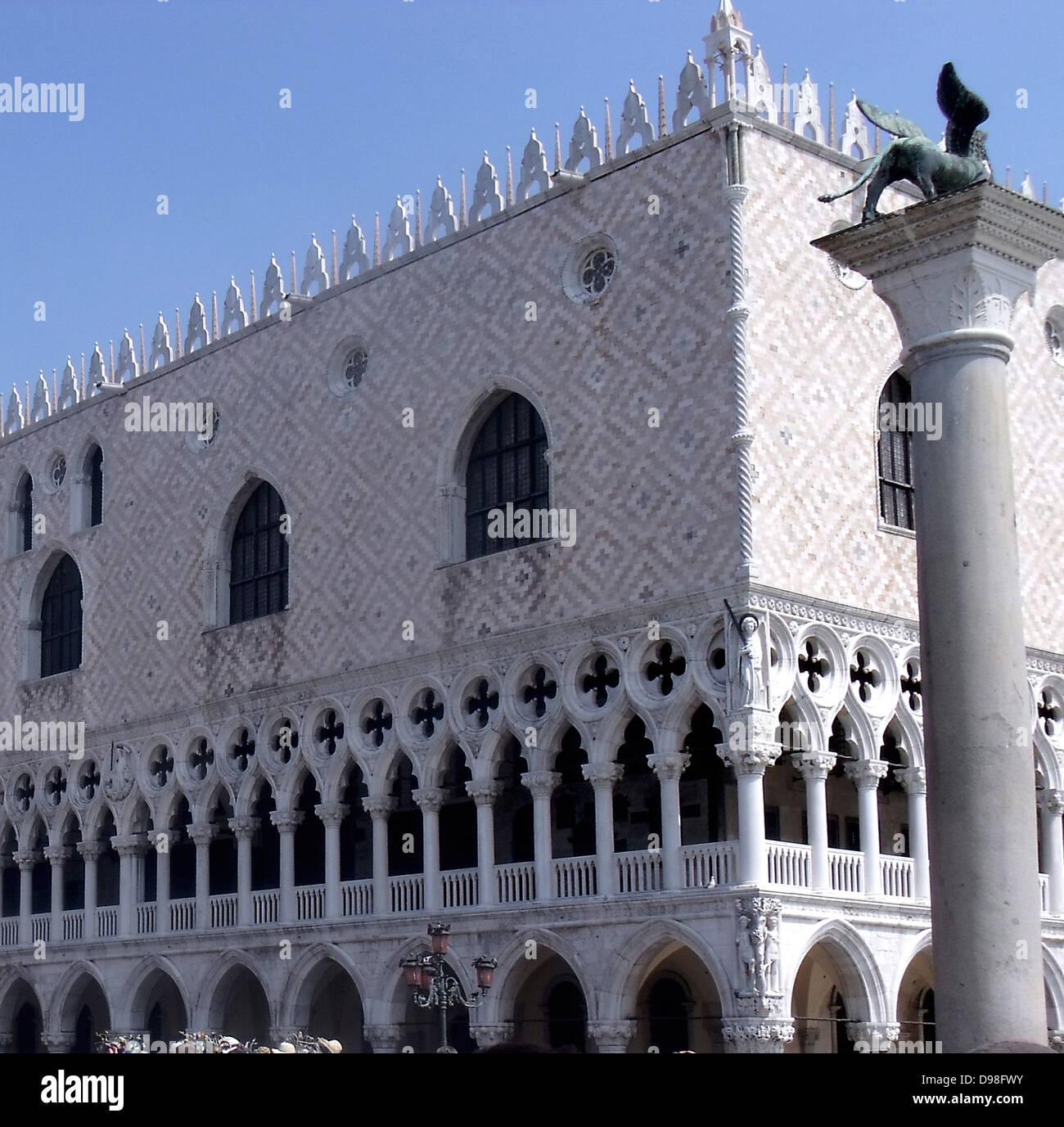 Exterior facade of the Doge's Palace in Venice, Italy. The palace was ...