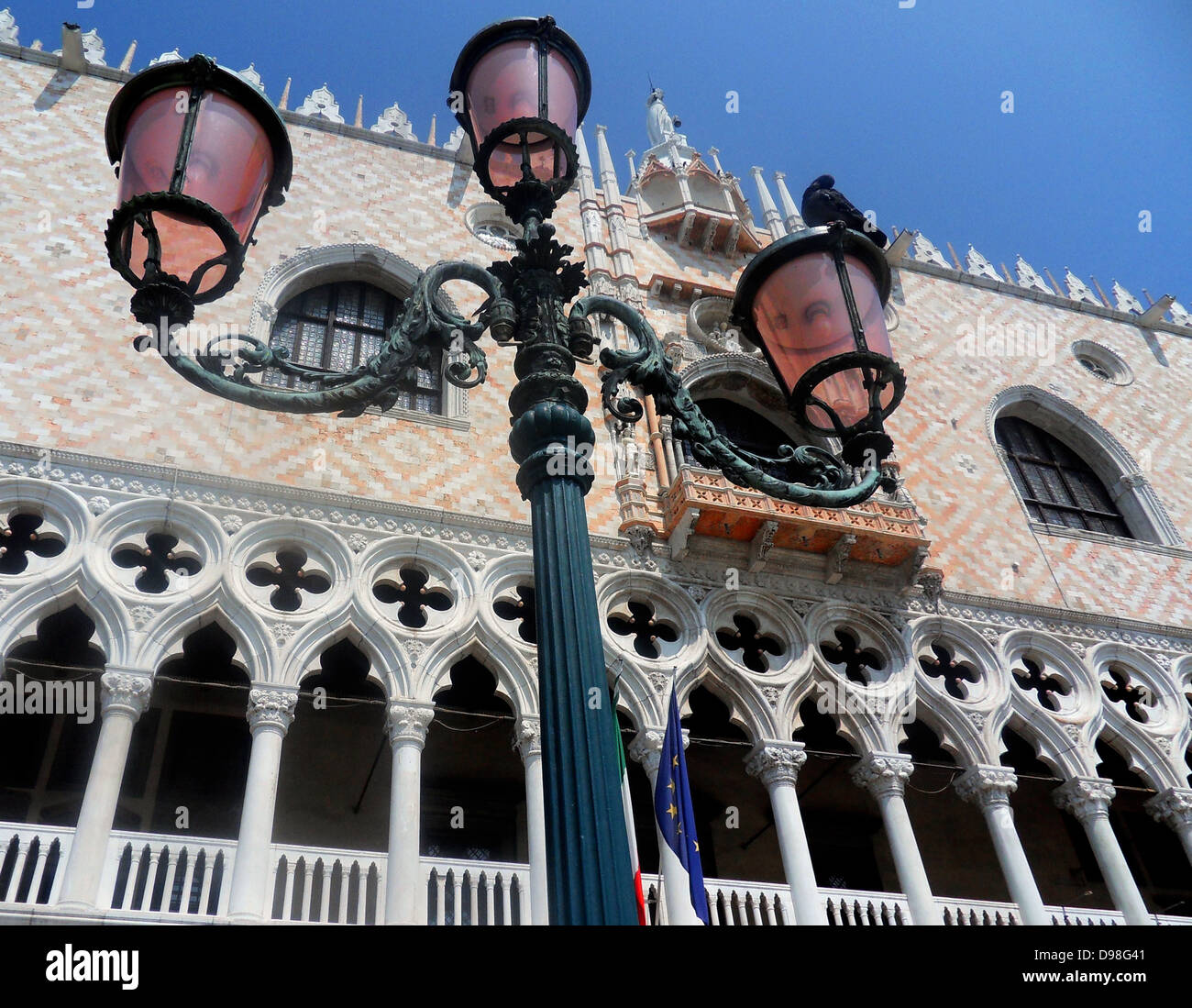 Exterior facade of the Doge's Palace in Venice, Italy. The palace was ...