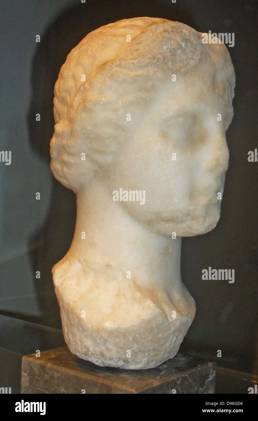 Marble head of young woman goddess about 325 bc hi-res stock ...
