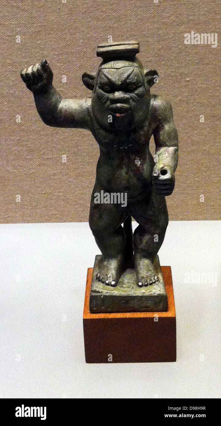 Egyptian bronze sculpture of the God Bess, from the Ptolemaic period in ...