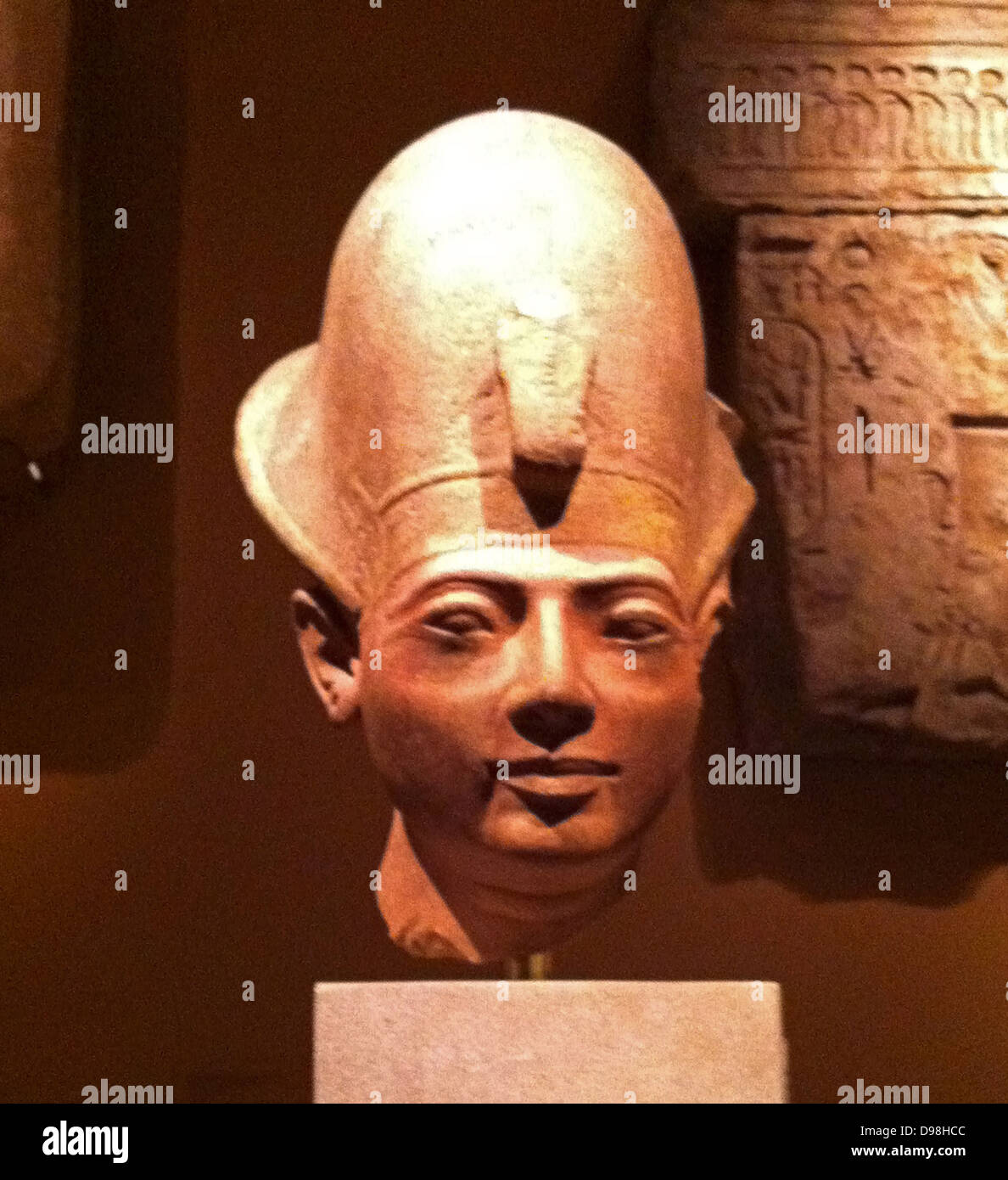 Head of King Amenmesse Wearing the Blue Crown. New Kingdom, Ramesside ...