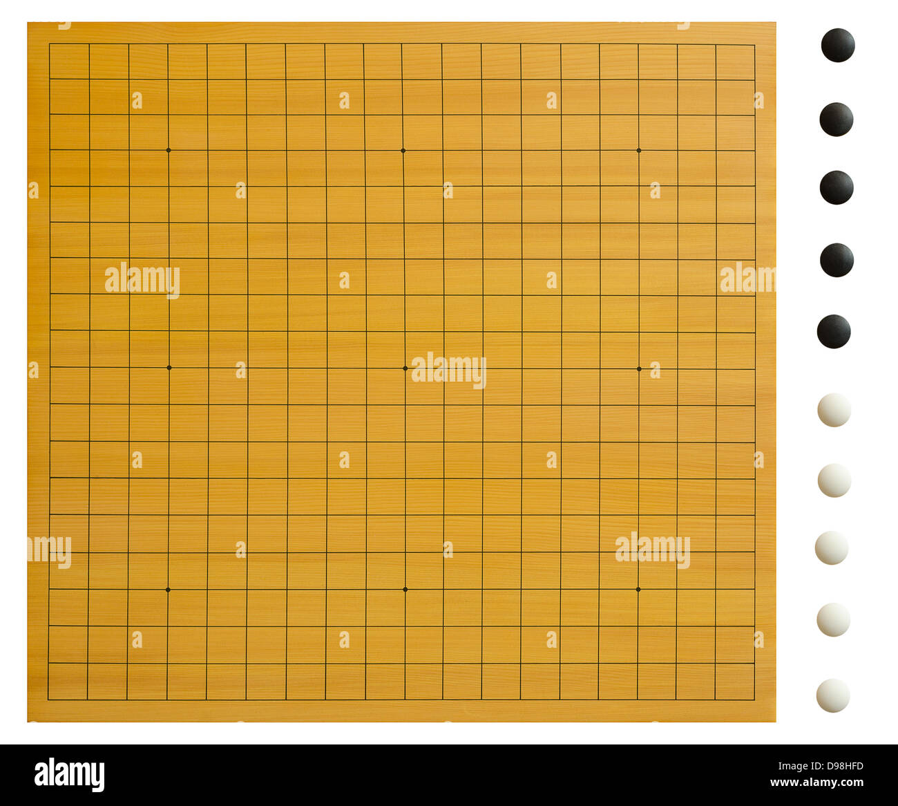 A empty goban with isolated go stones (goishi). Clipping path included ...