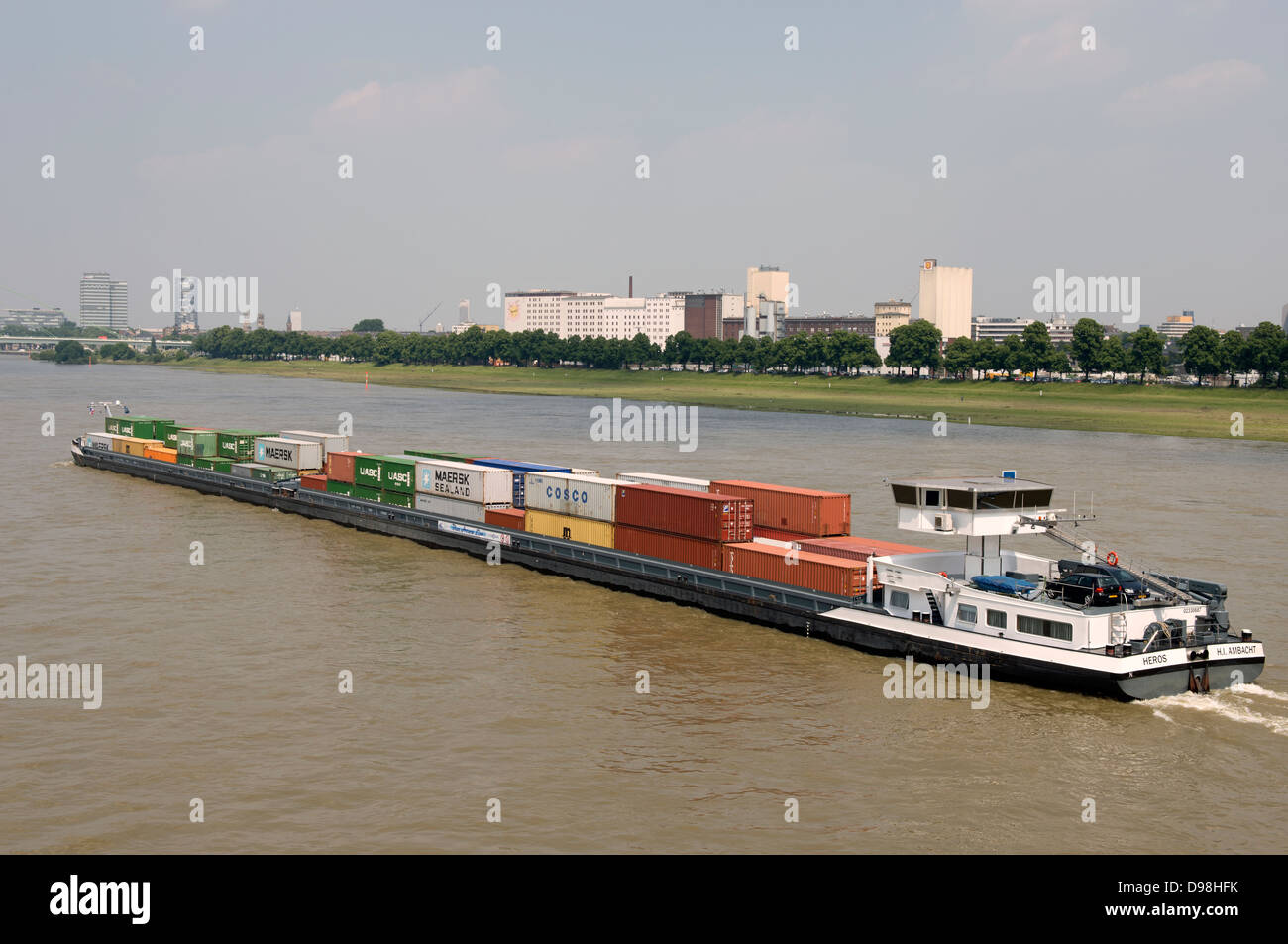 Container barge river Rhine Cologne Germany Stock Photo - Alamy