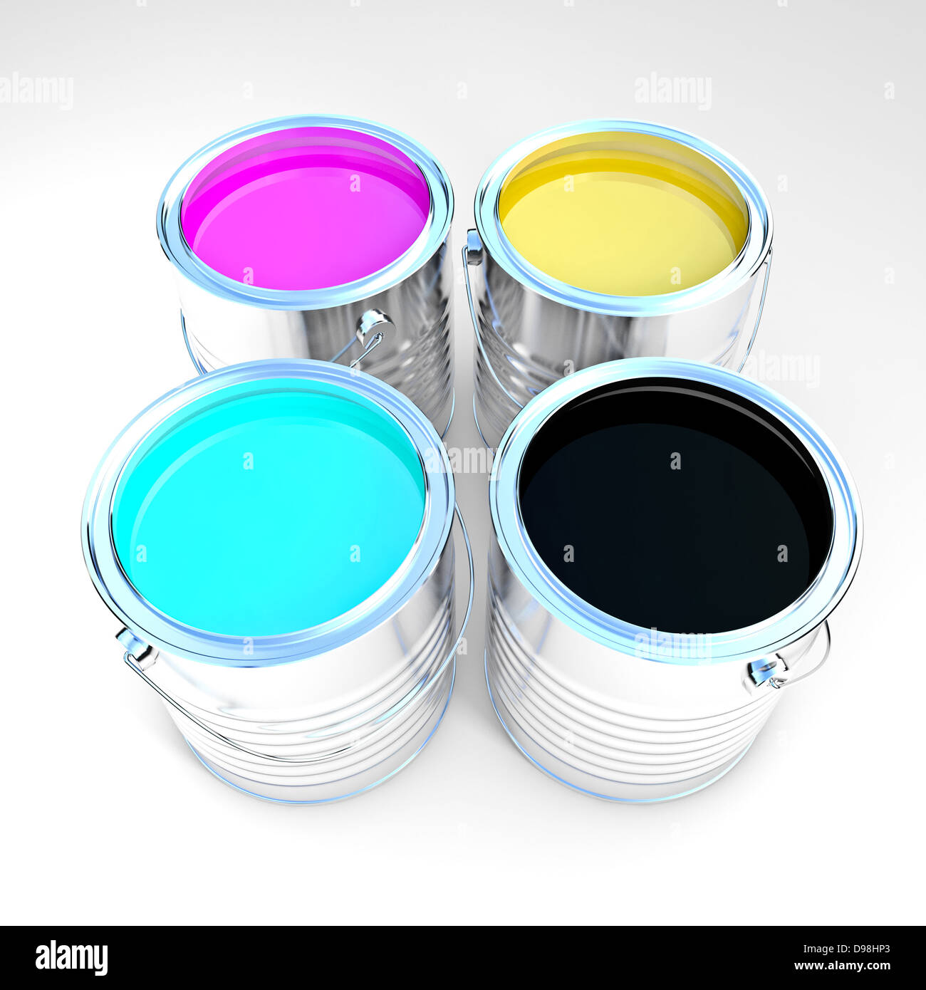 3d image of metallic cmyk can paint Stock Photo - Alamy