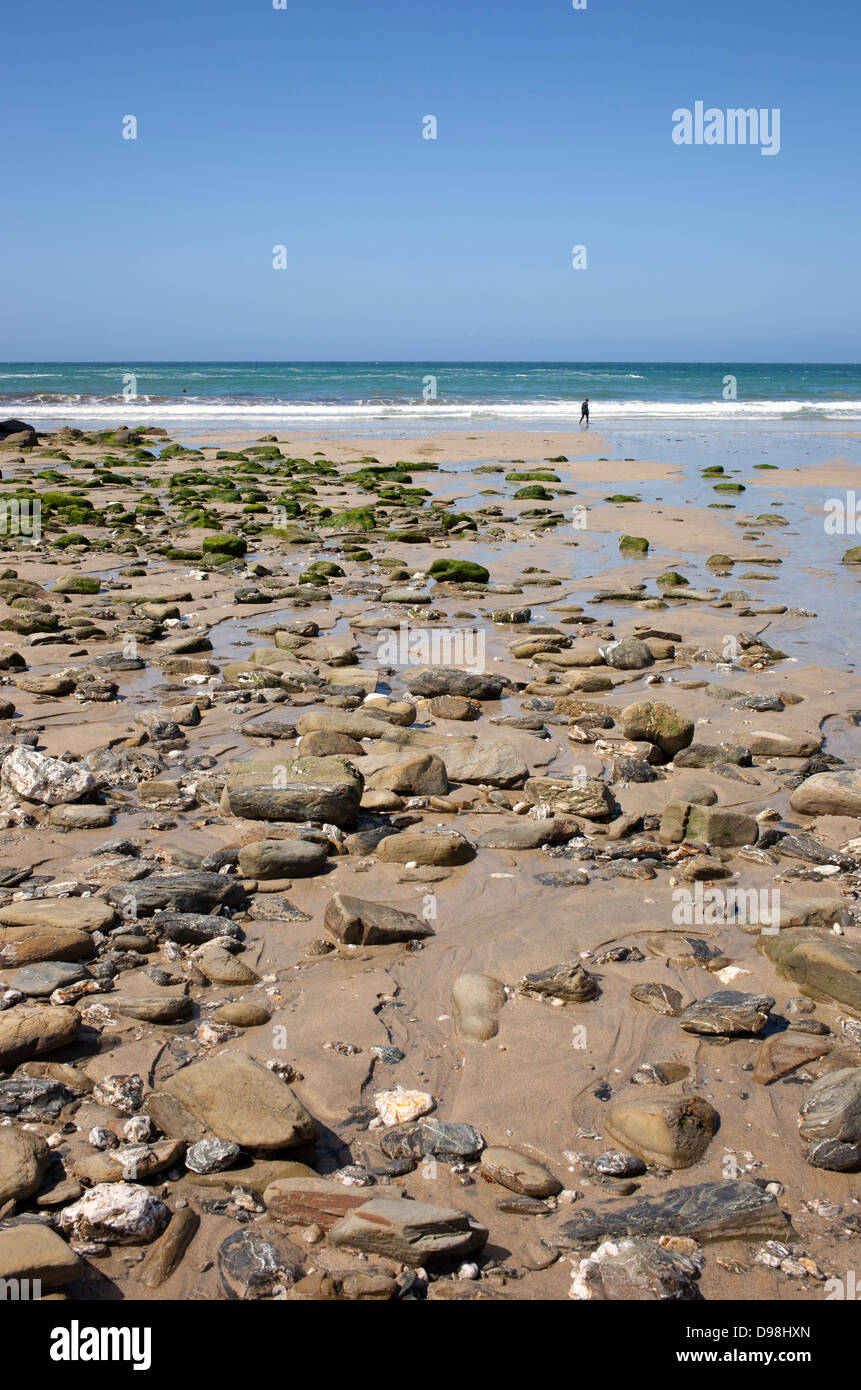 Portreath beach large rocks, Cornwall England UK Stock Photo - Alamy