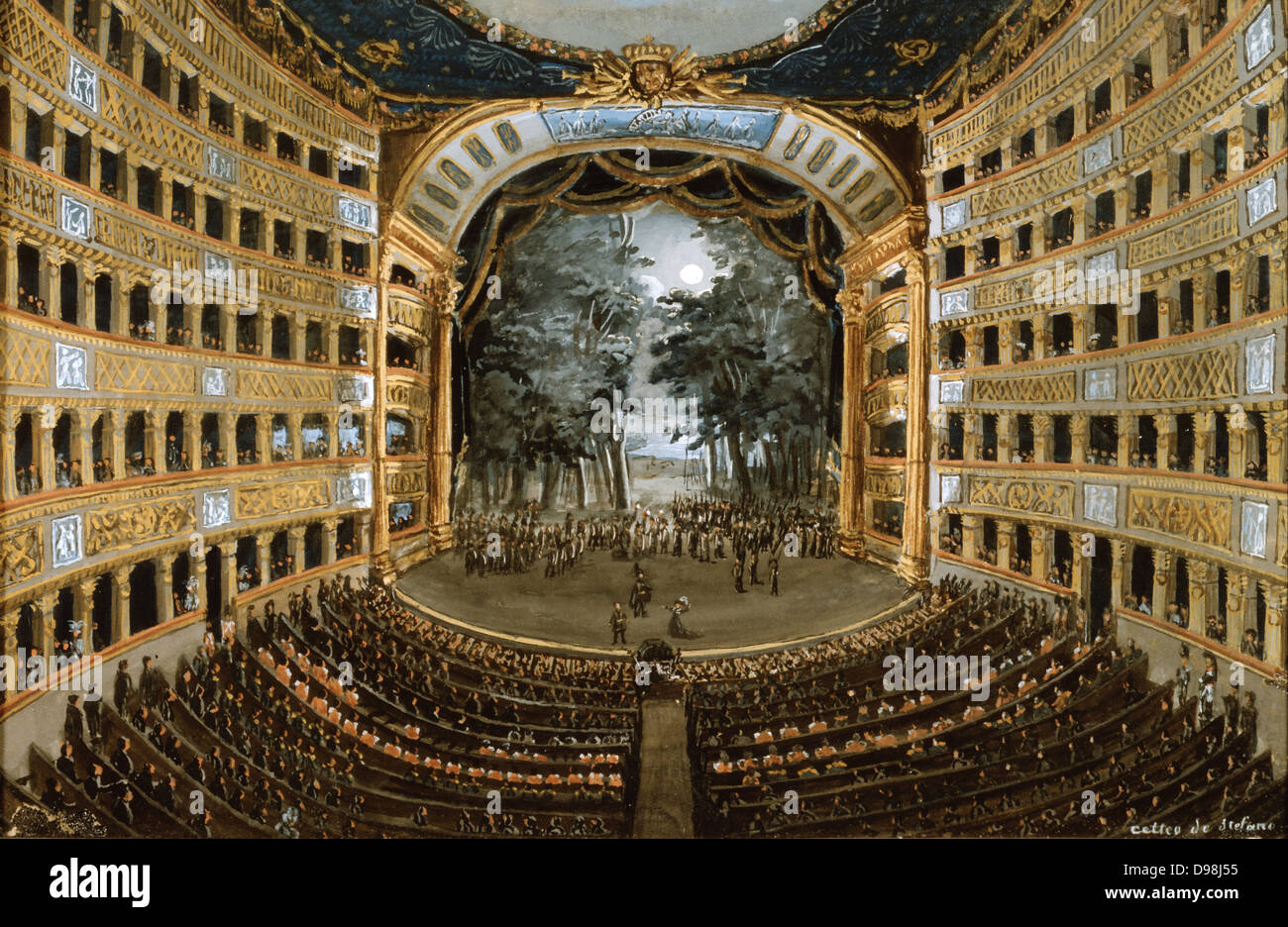 Naples: Interior of the Theatre of San Carlo' c1830. Gouache by Cetteo ...