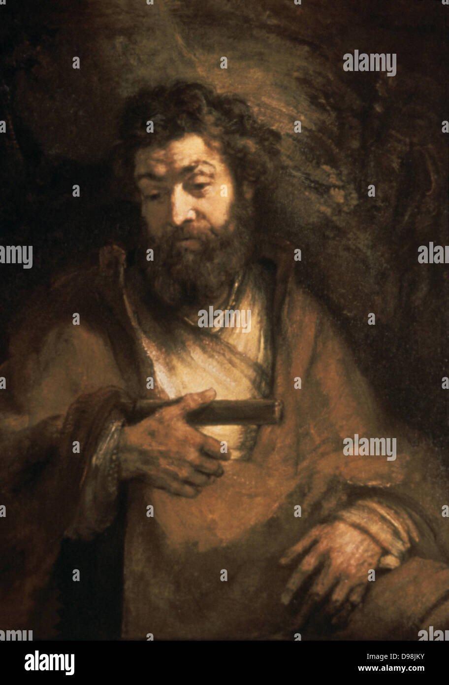 Simon the Apostle', Oil on canvas. Rembrandt Harmenszoon van Rijn (1606 ...