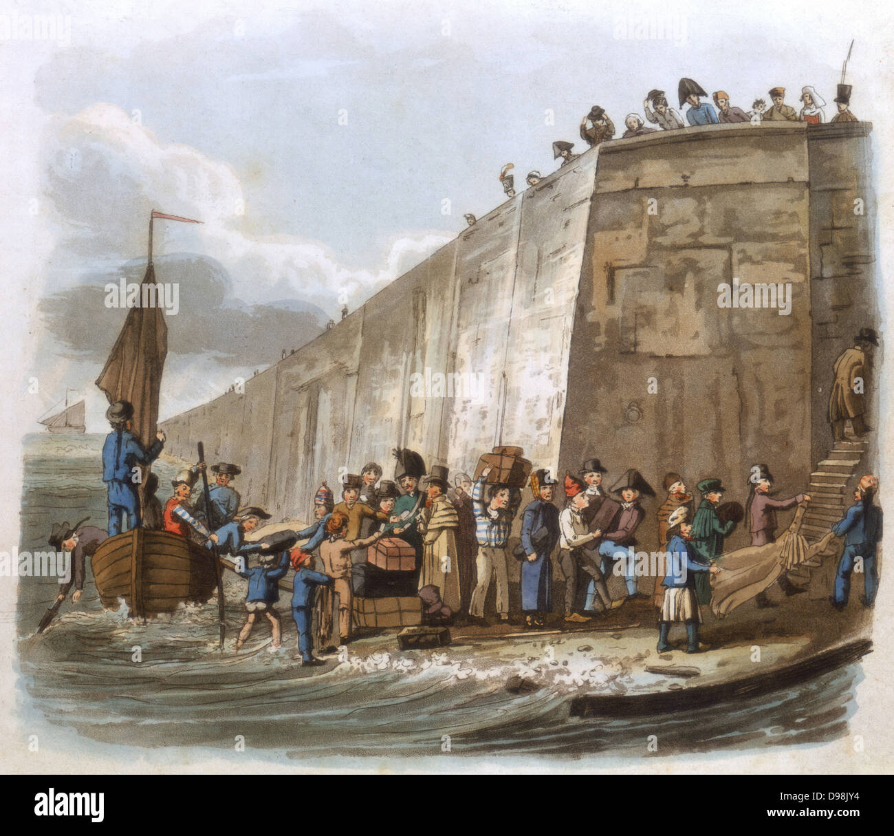 Arriving at Calais', Aquatint, London, 1816. Travellers from England ...