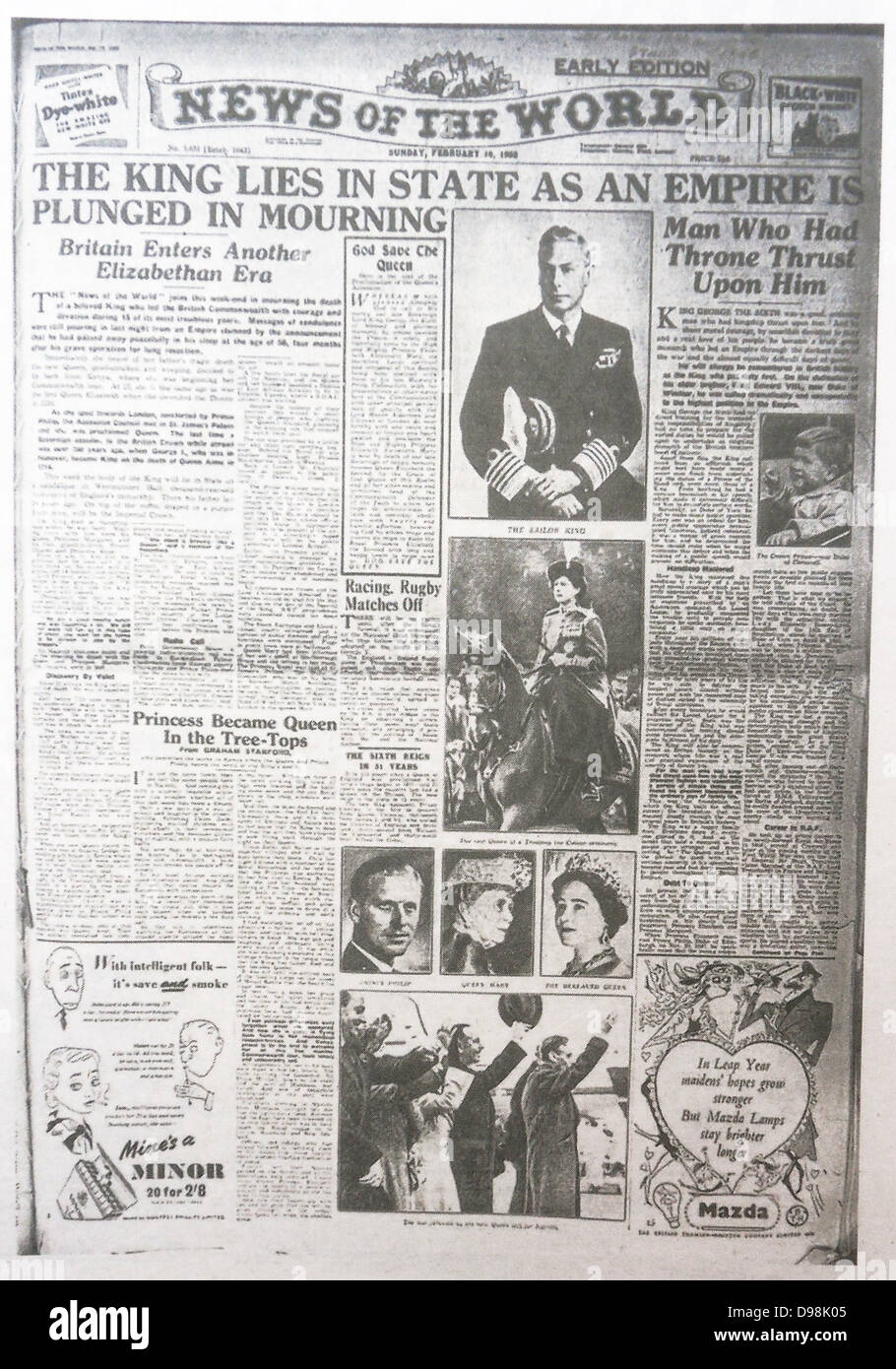 George vi death newspaper hi-res stock photography and images - Alamy