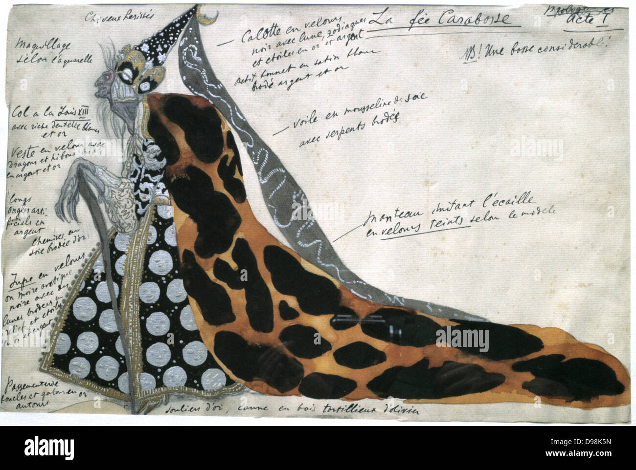Costume design by Leon Bakst (1866-1924) for Carabosse, the wicked ...