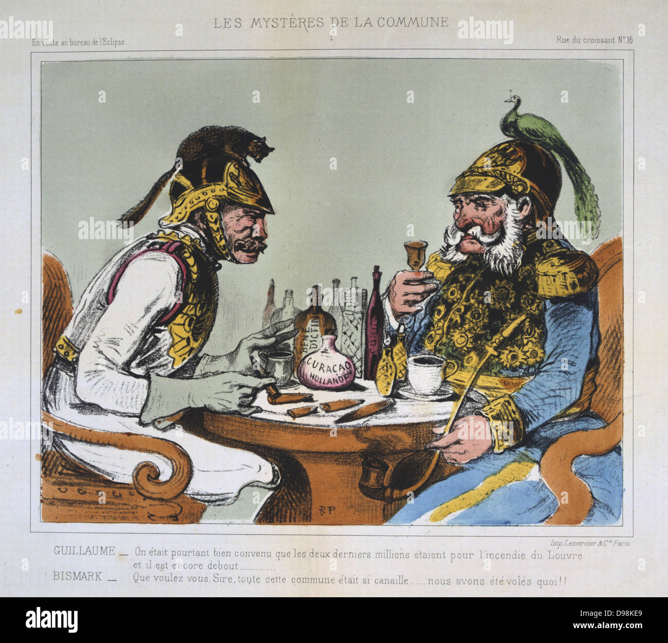 German Emperor Wilhelm I and his Chancellor Otto von Bismarck weighing ...