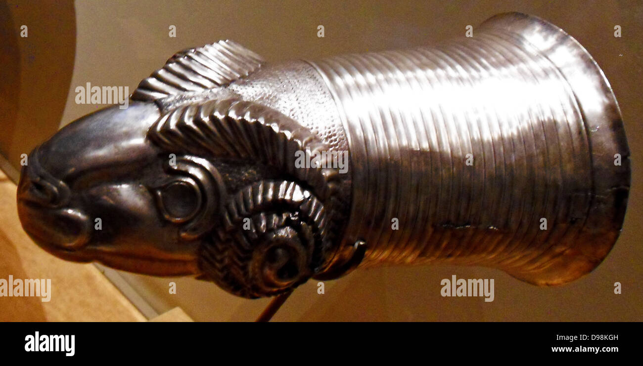 Rhyton, vessel shaped as the head of a ram. Persian, 8th to 7th Century ...