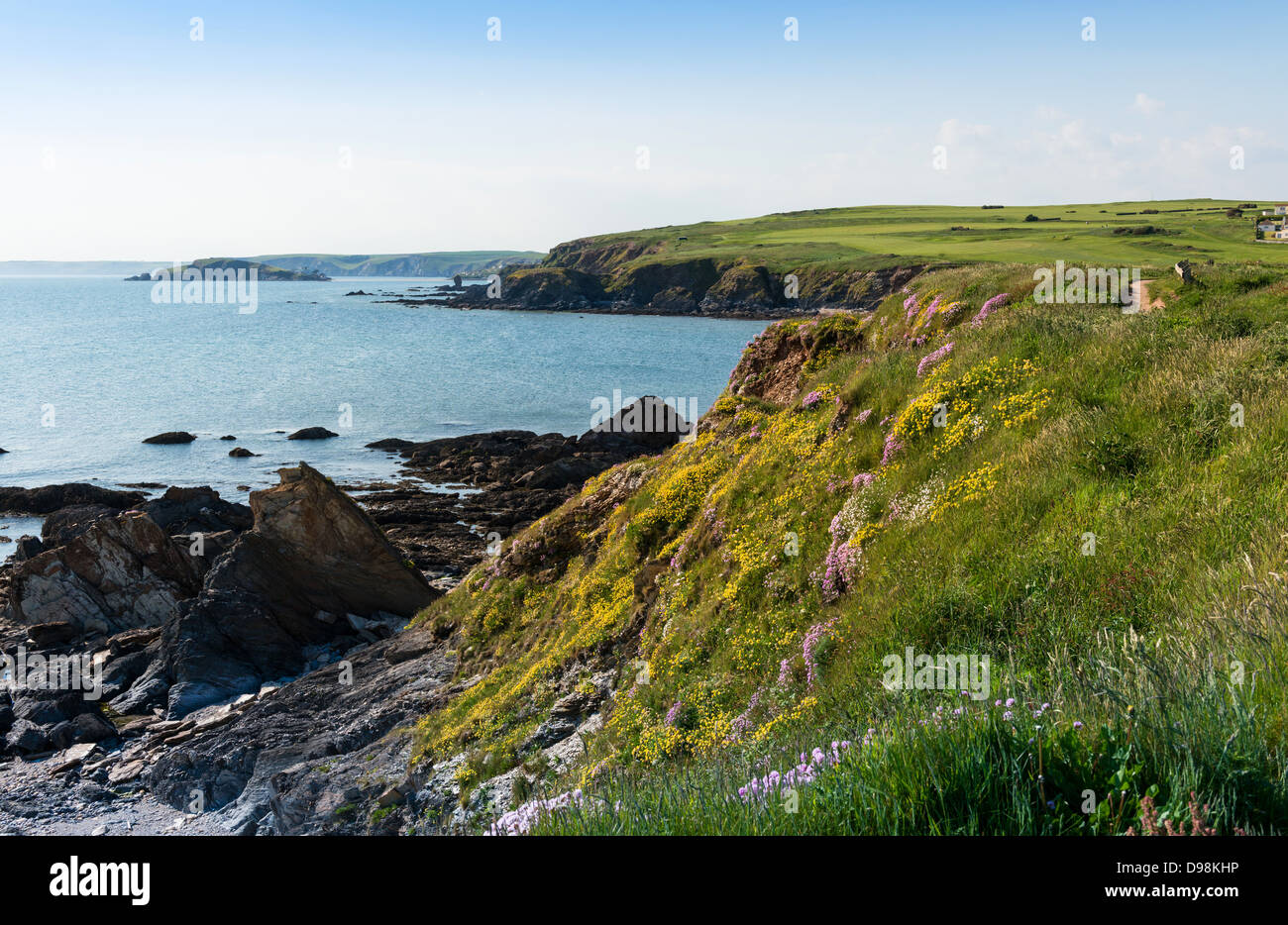 Thurlestone, Devon, England. June 3rd 2013. A view of the beach and ...