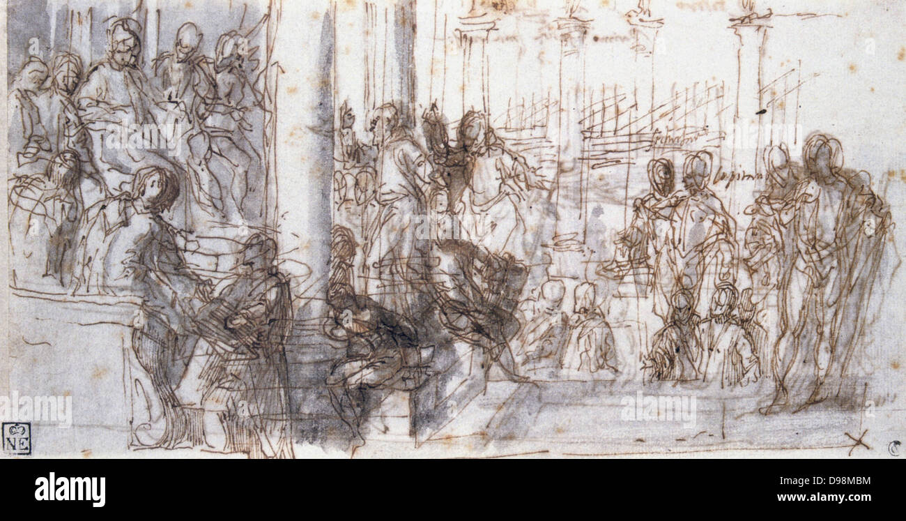 Peter the Hermit before Doge Vital Michele' pen, ink and wash. Paolo ...