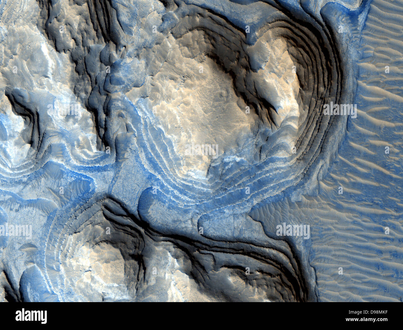 Geologic layering on Mars. image from the HiRISE high-resolution camera ...