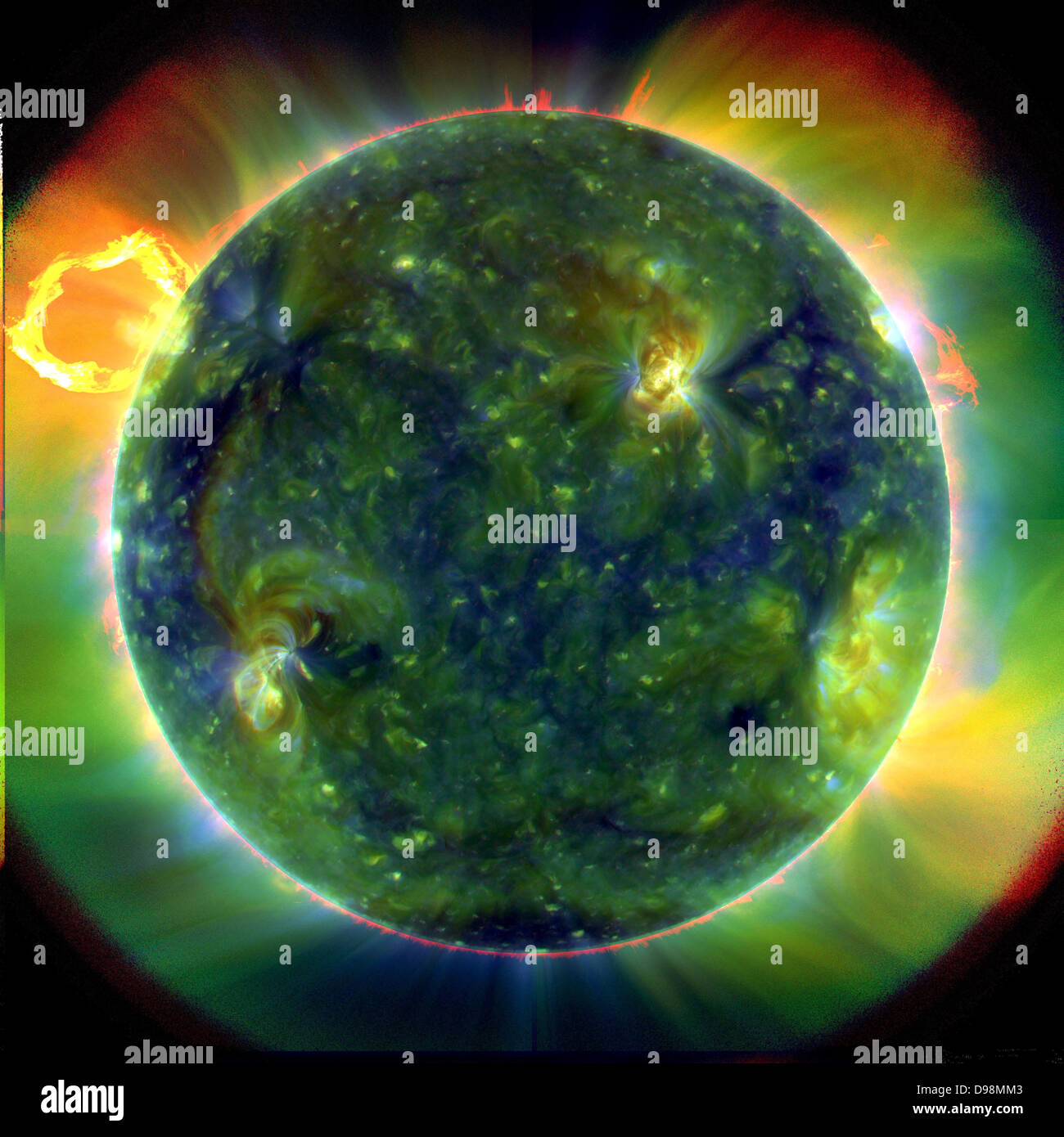 The Extreme Ultraviolet Sun shown in false-colour, the composite view ...