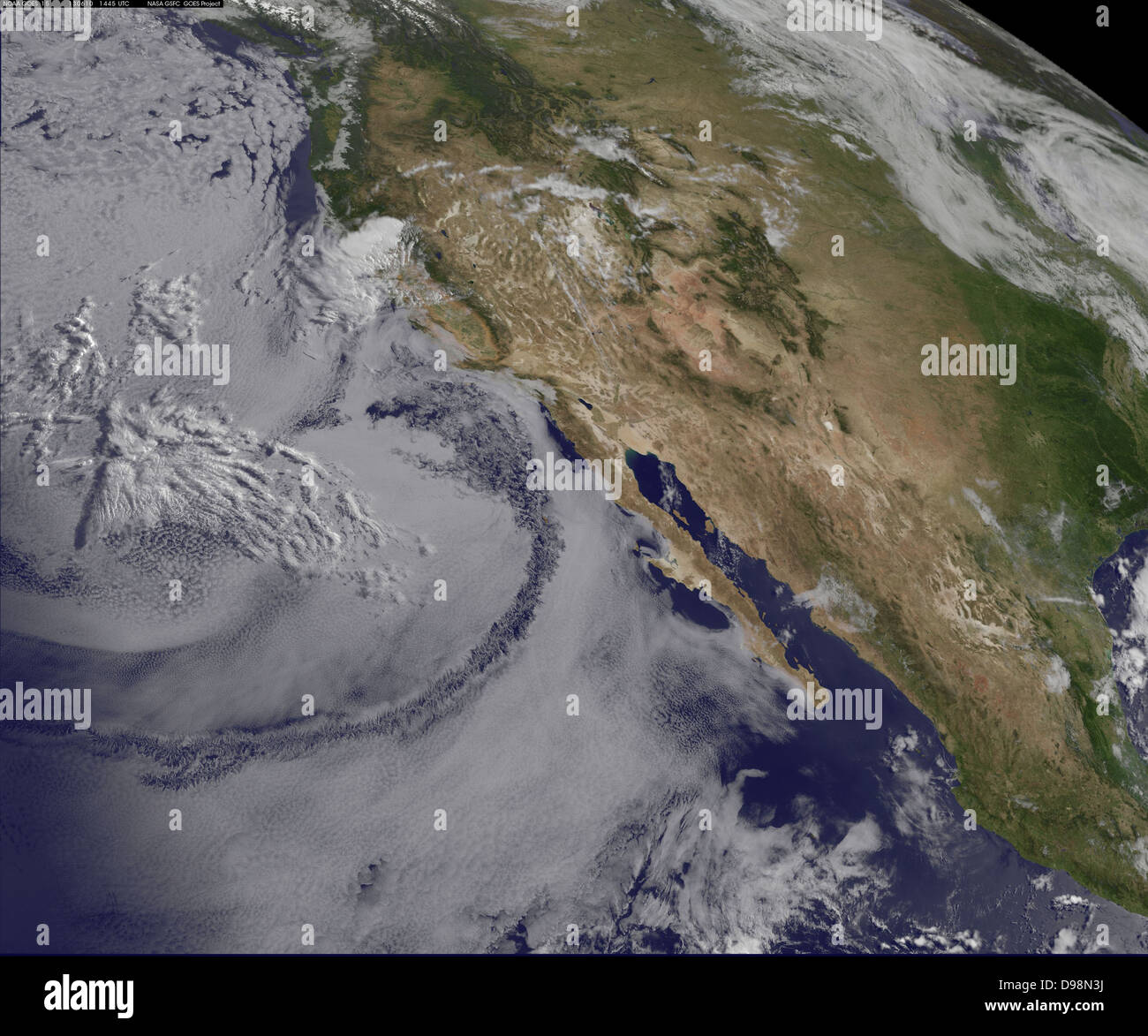 A satellite image captures the June Gloom and Actinoform clouds along ...