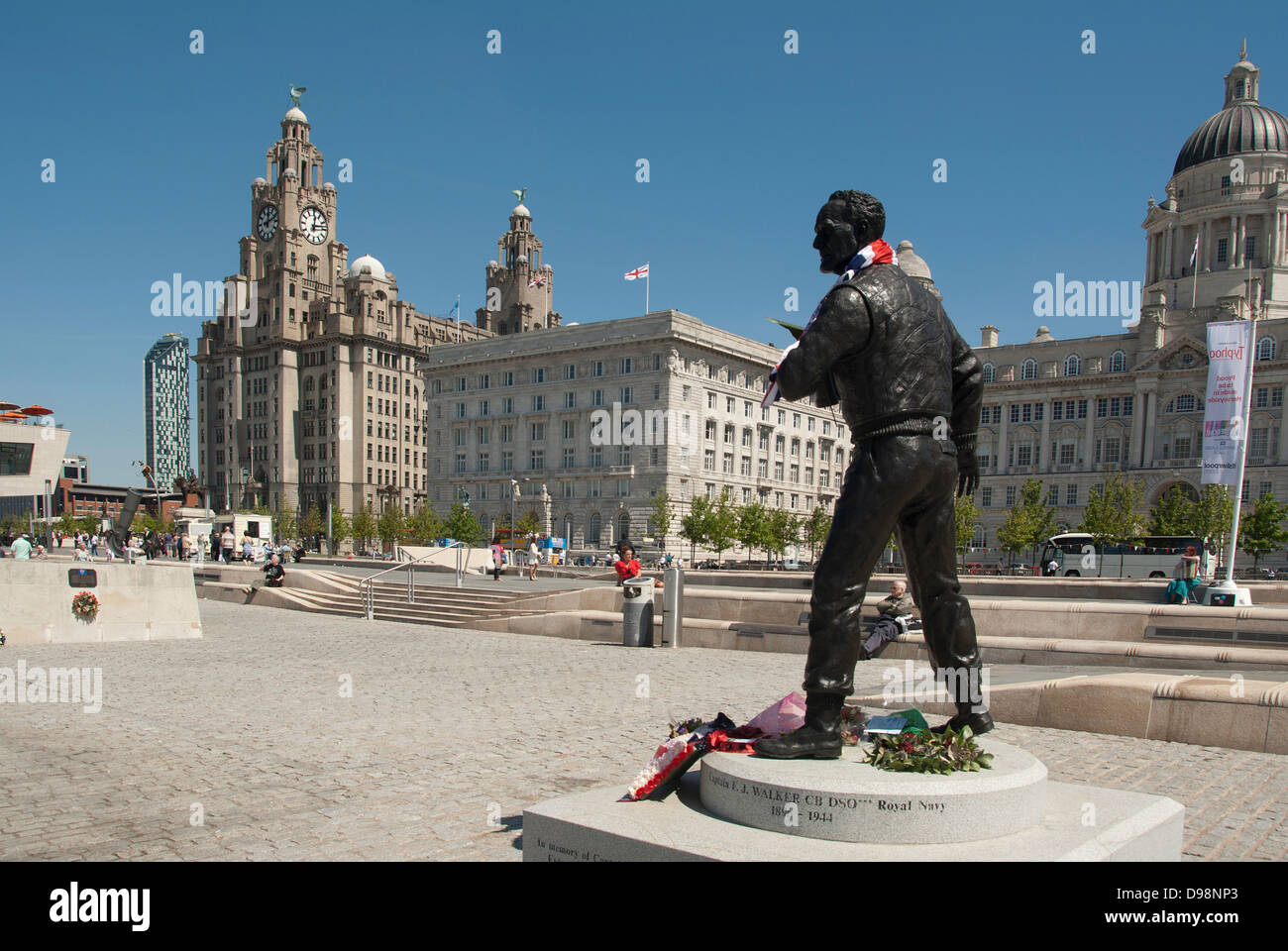 Statue of Captain Johnny Walker, RN., at Pier Head, Liverpool Stock ...