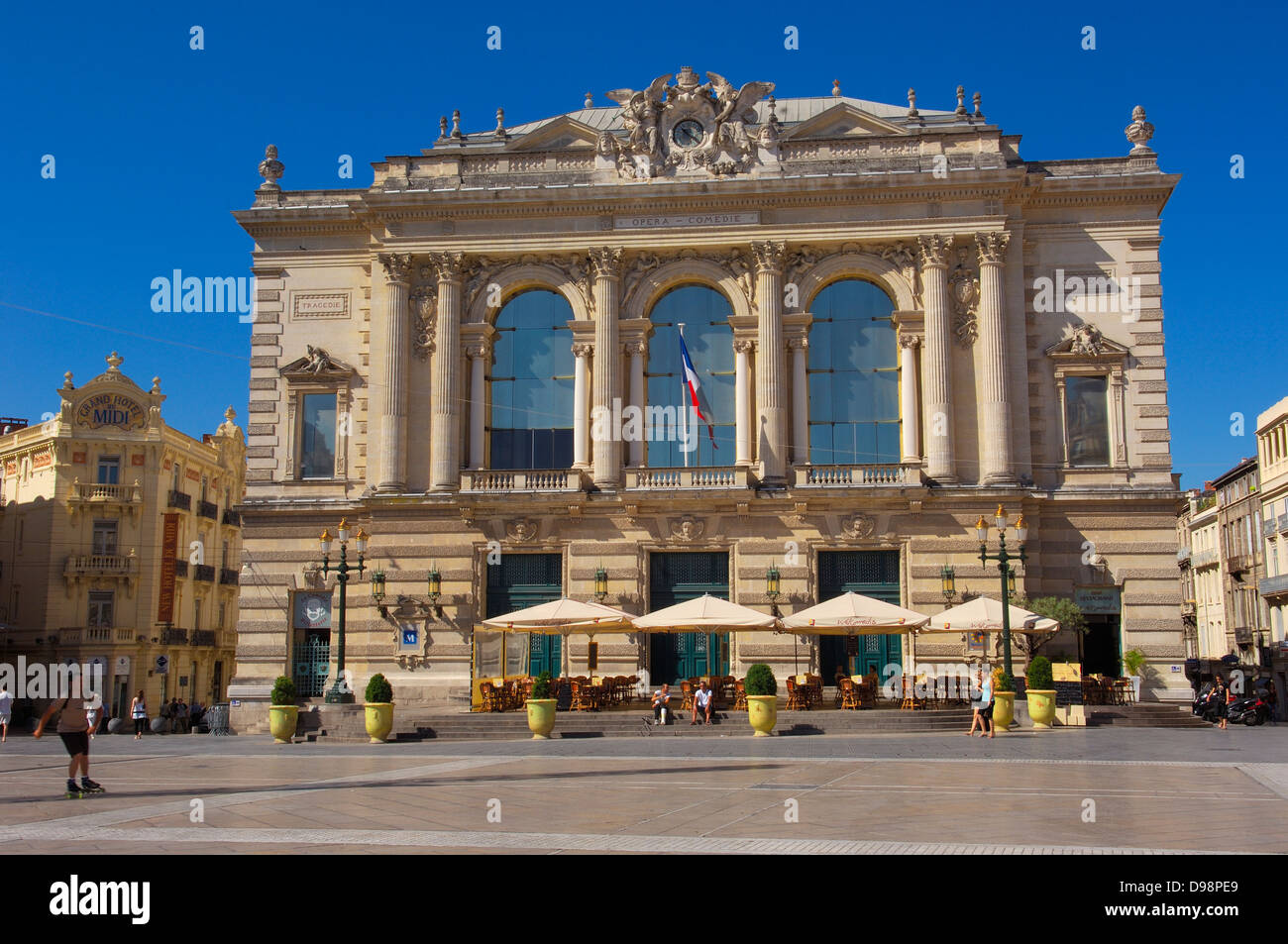 Opera building at Place de la Comedie, Montpellier. Herault, Languedoc ...
