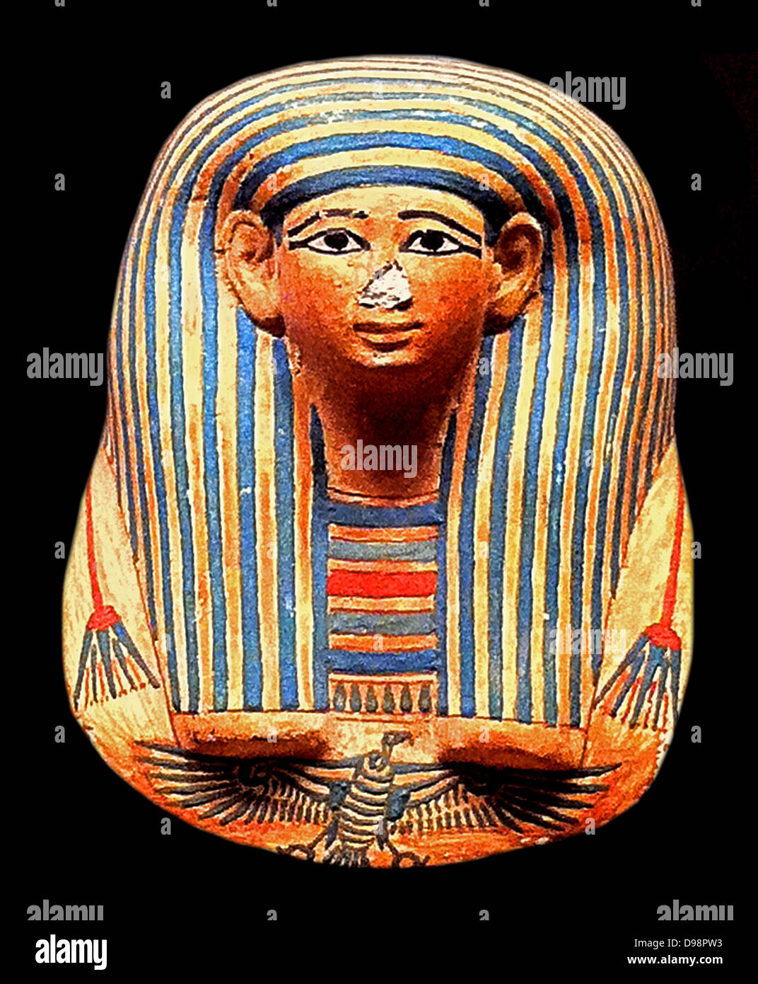 Miniature Mask for a Canopic bundle. New Kingdom, Egypt, 18th Dynasty ...