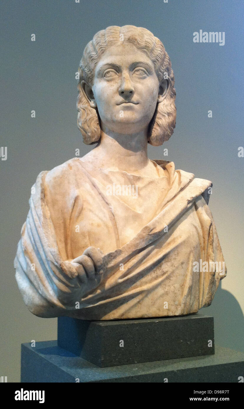 Marble portrait bust of a woman. circa 3rd century AD Roman Stock Photo ...