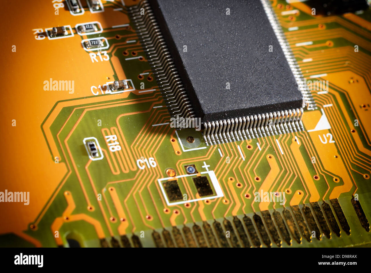 Printed Circuit Board with many electrical components, electronics ...