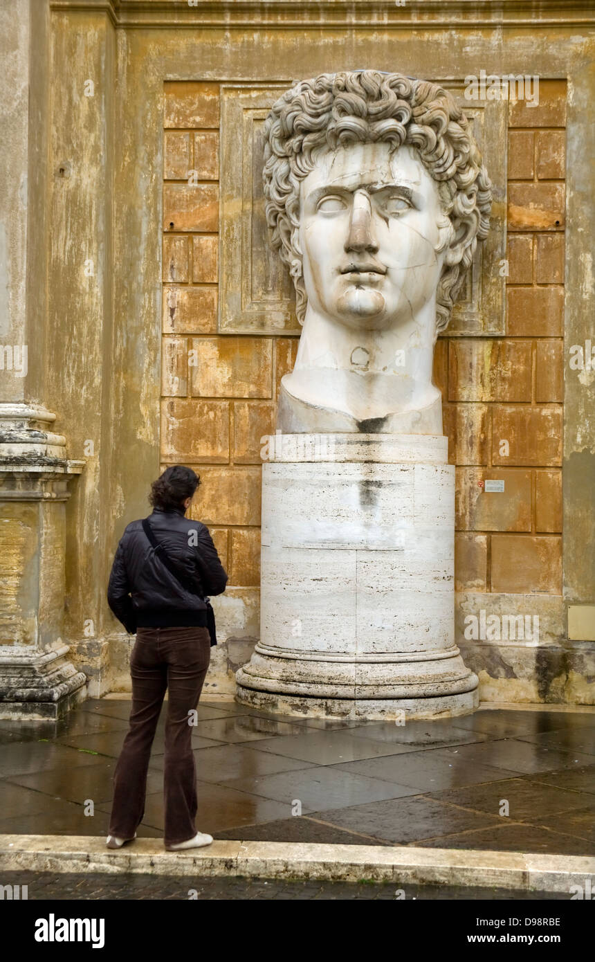 Caesar Augustus head statue.Courtyard of the Pigna Stock Photo - Alamy