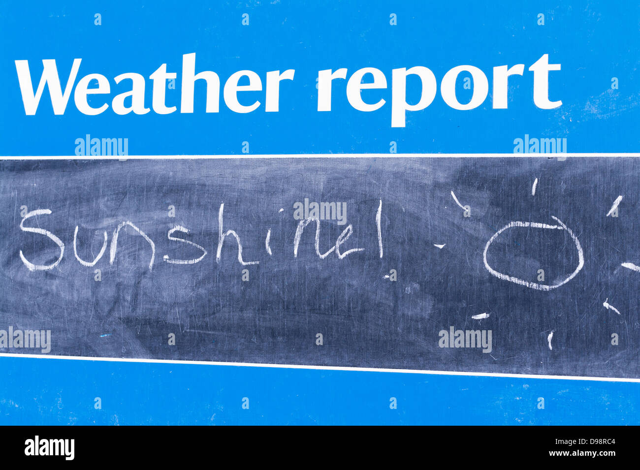 Chalkboard weather report sign predicting sunshine Stock Photo - Alamy