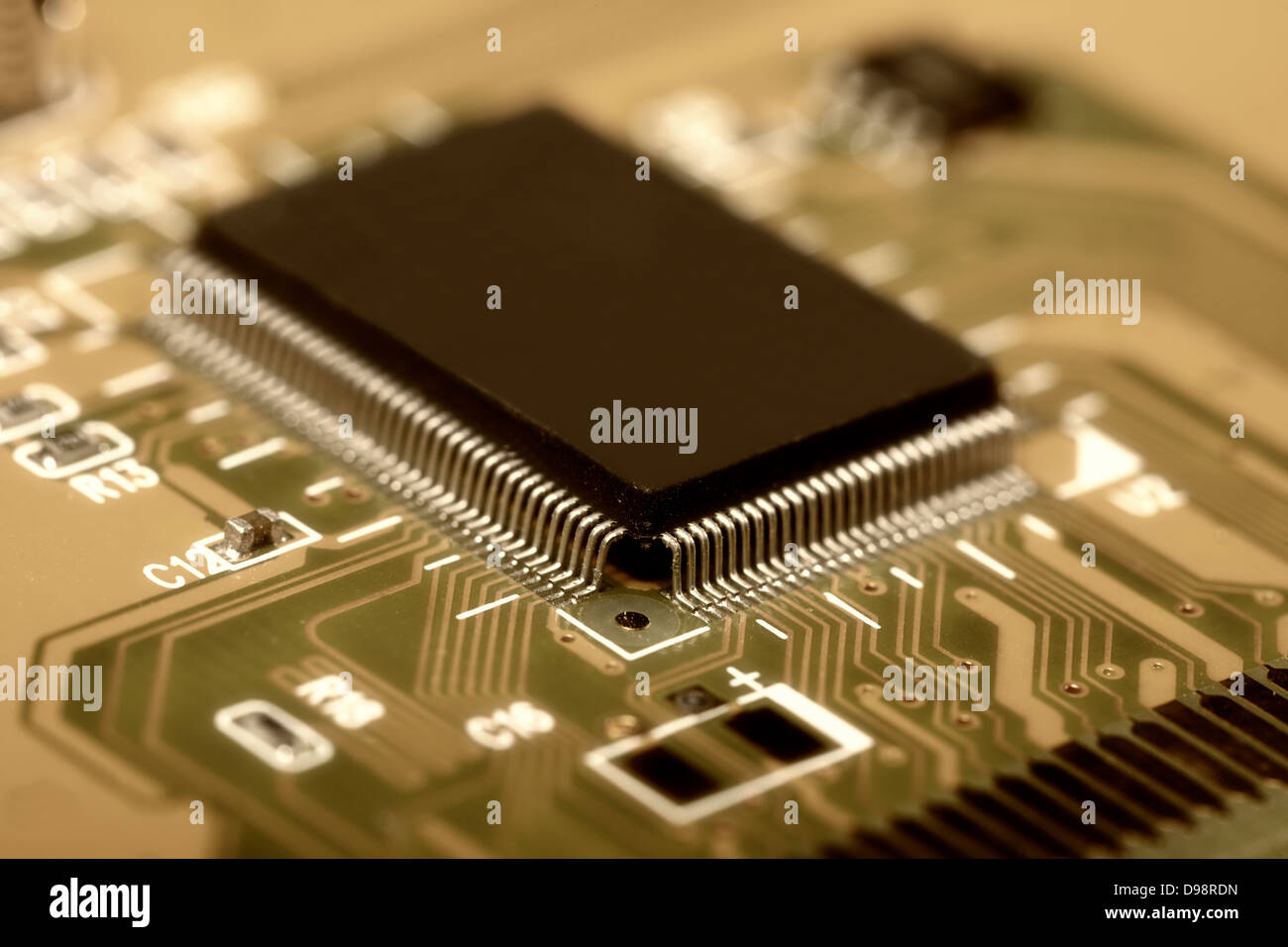 Printed Circuit Board with many electrical components, electronics ...