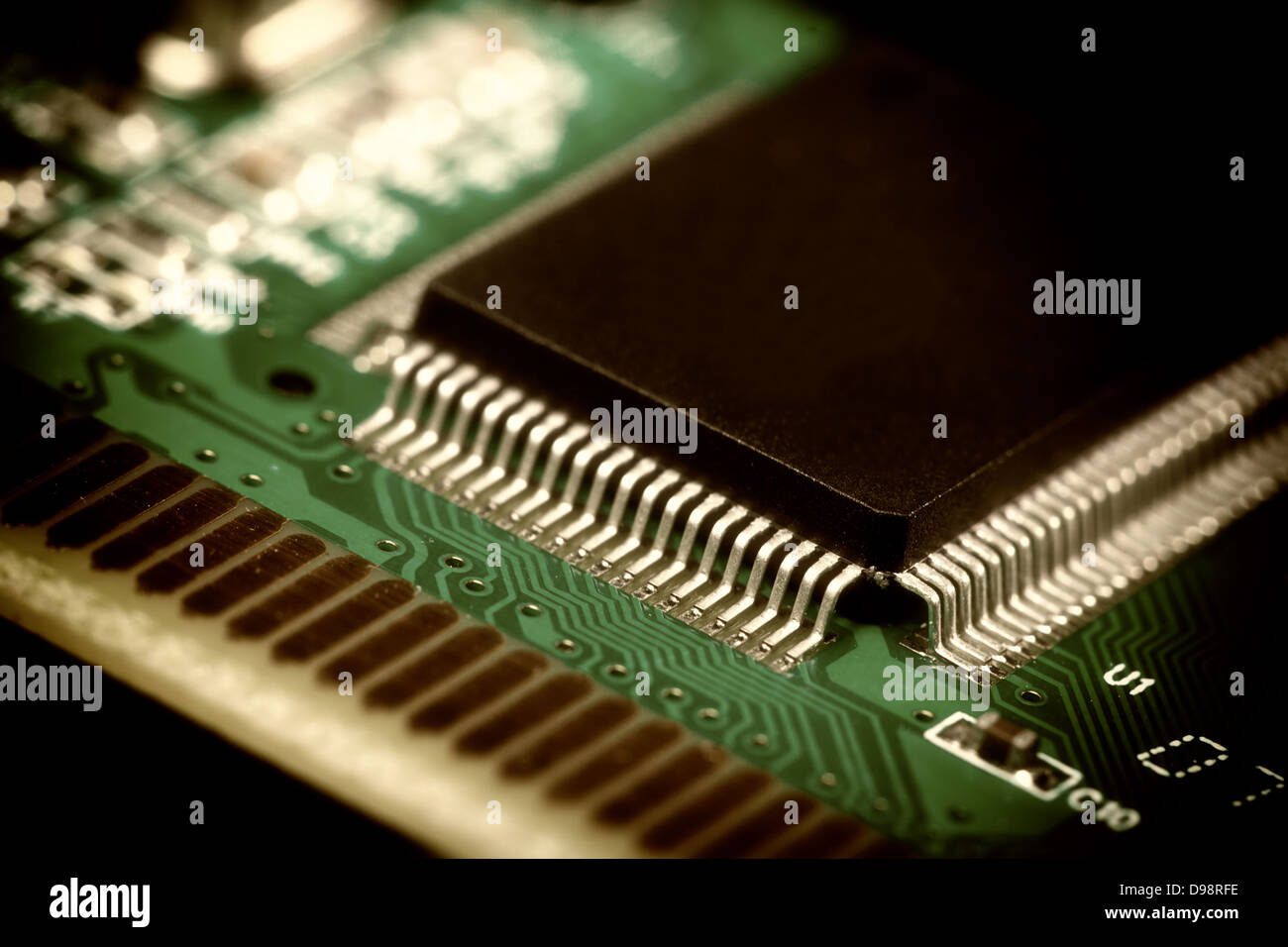 Printed Circuit Board with many electrical components, electronics ...