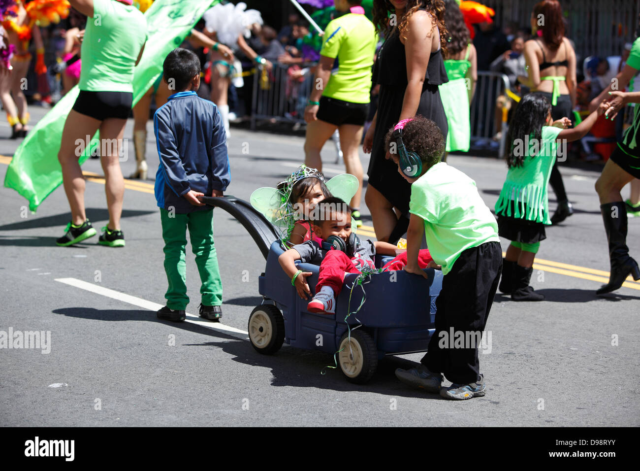 Young children during carnaval parade in Mission District, San ...