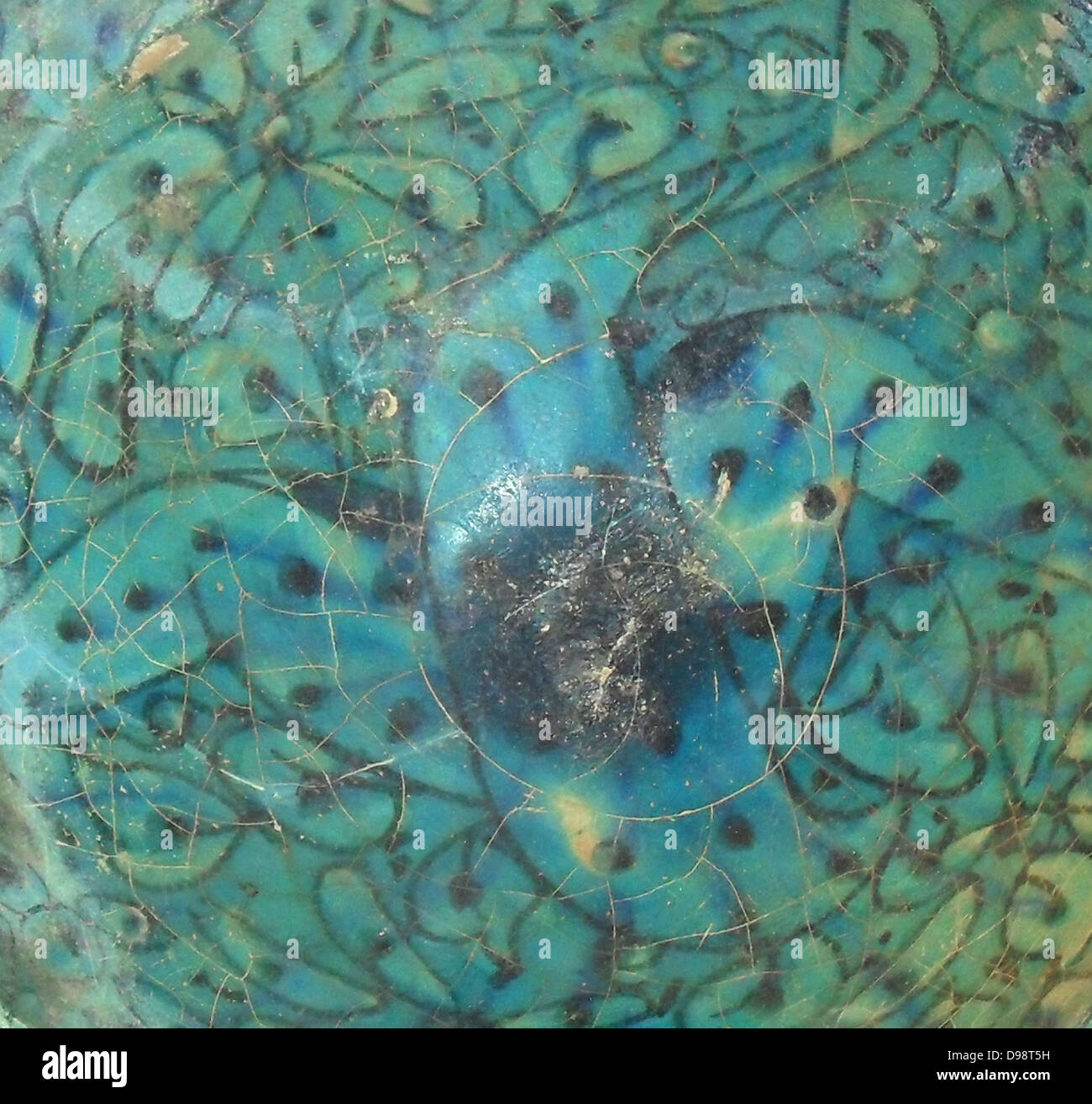 Detail from a decorative bowl, example of 13th century Islamic pottery ...