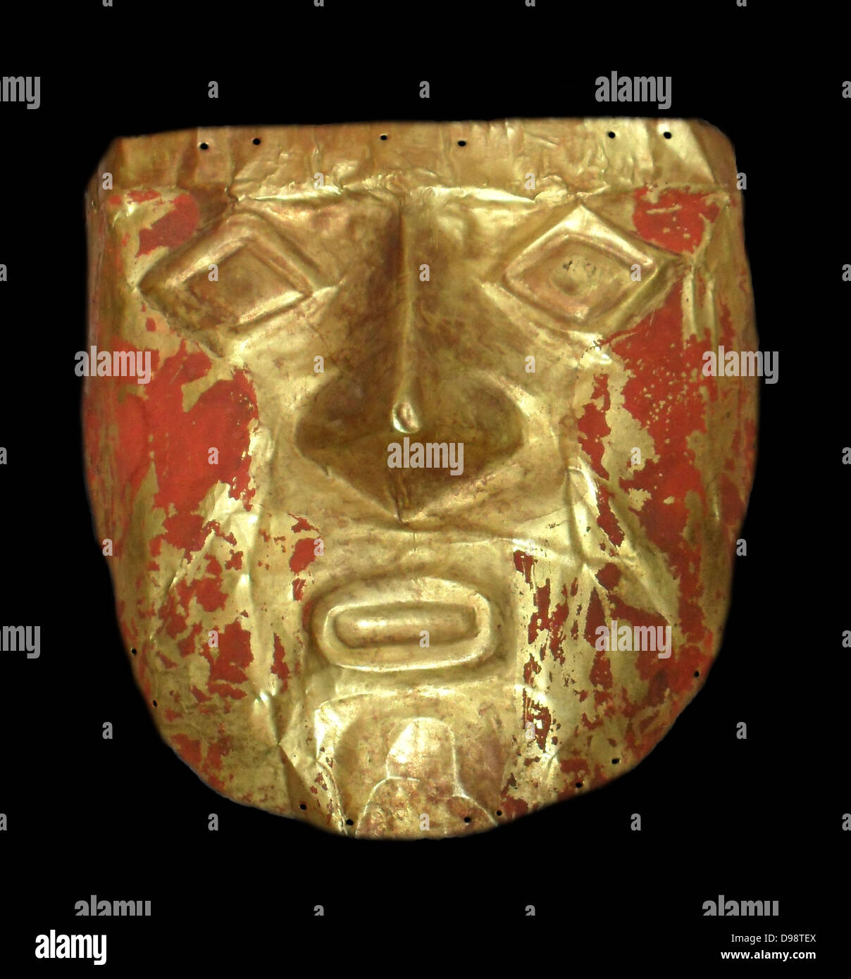 Death Mask from the Moche people of Peru, circa 600-1000 AD. The red ...