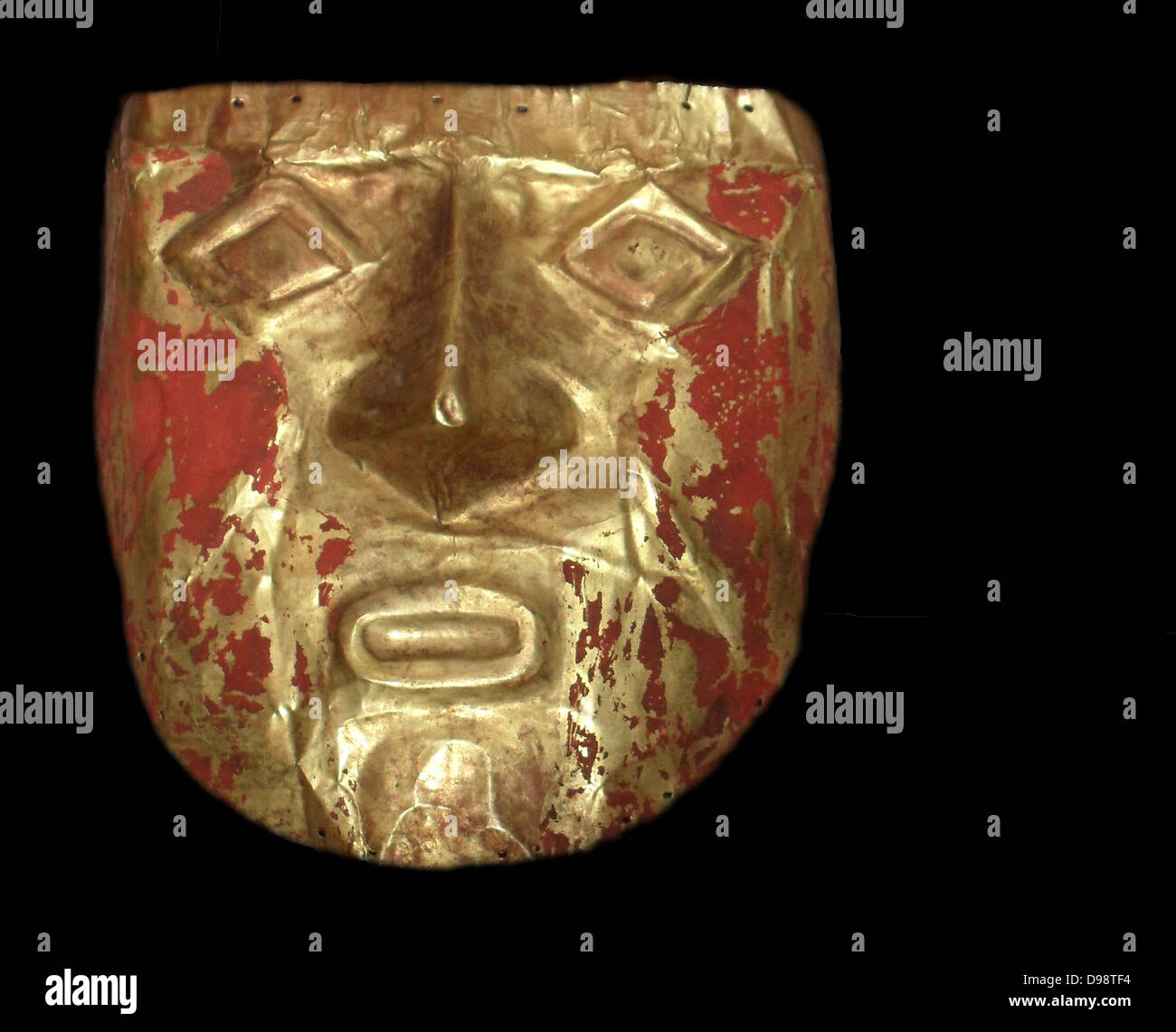 Death Mask from the Moche people of Peru, circa 600-1000 AD. The red ...
