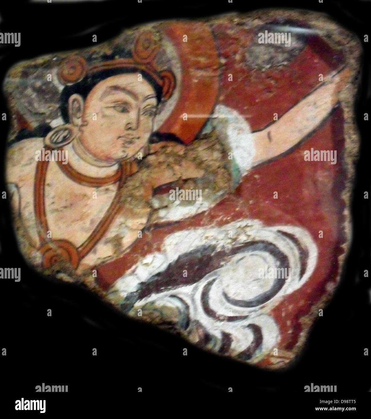 Fragment of wall painting showing the flying Apsara An Apsara also ...