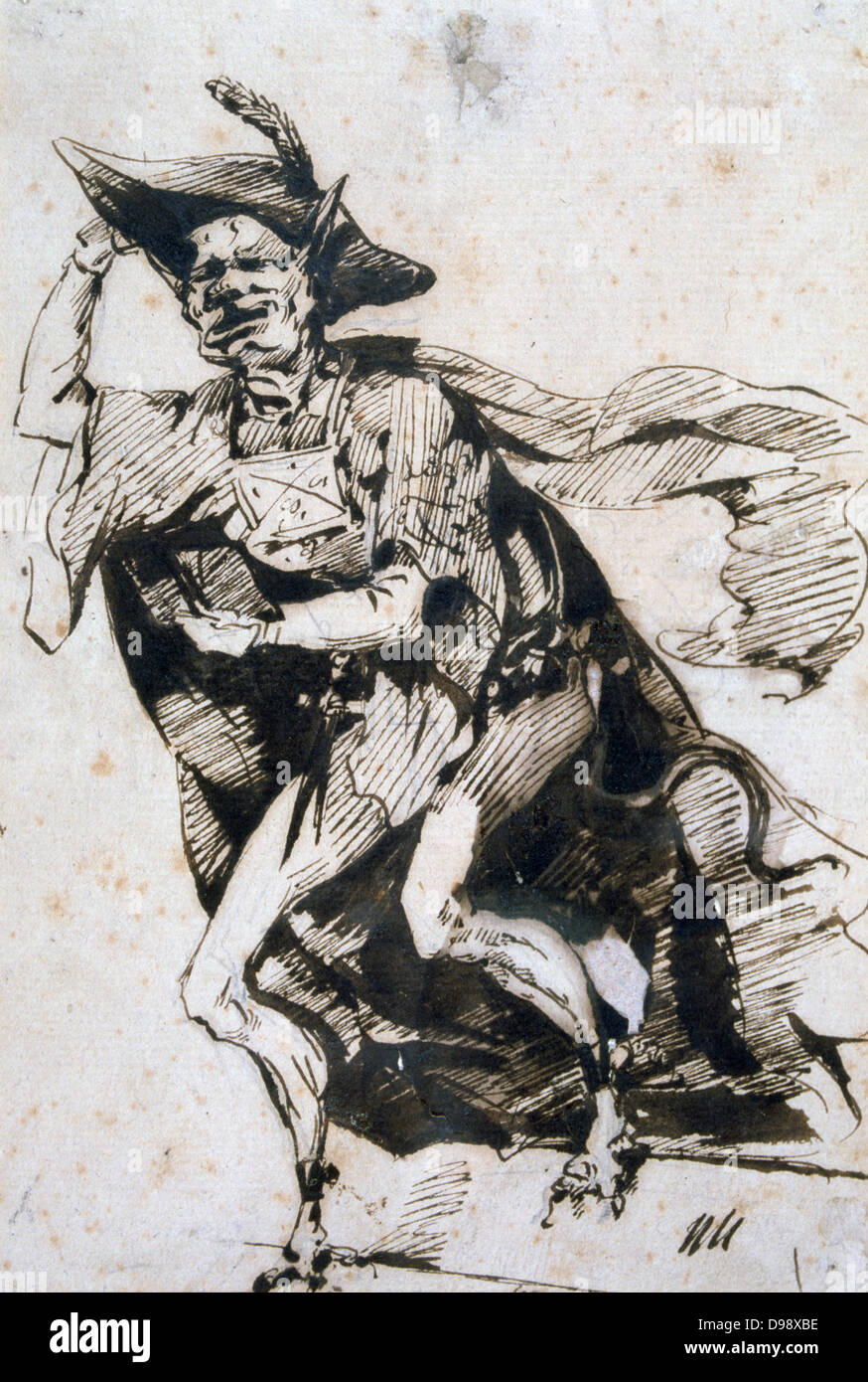 Don Basilio'. Pen and ink sketch of the chracter from Beaumarchias ...