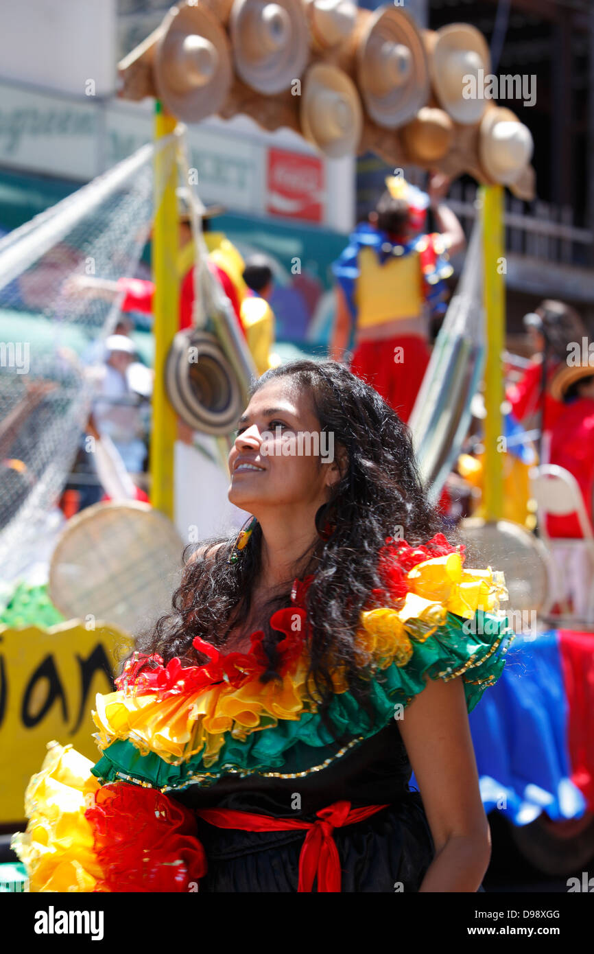 Colombian dancer at Carnaval parade in Mission District, San Francisco ...