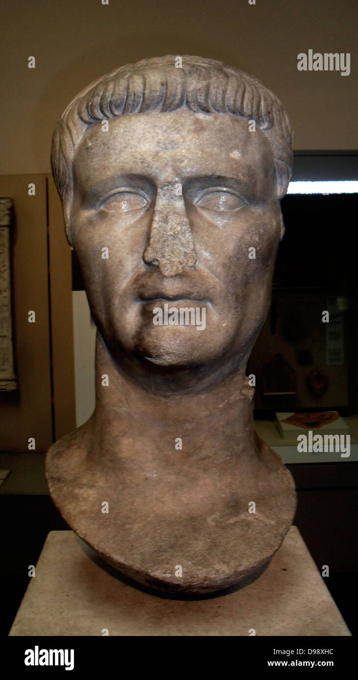 Marble head from a statue of the Roman emperor Claudius (AD 41-54 ...