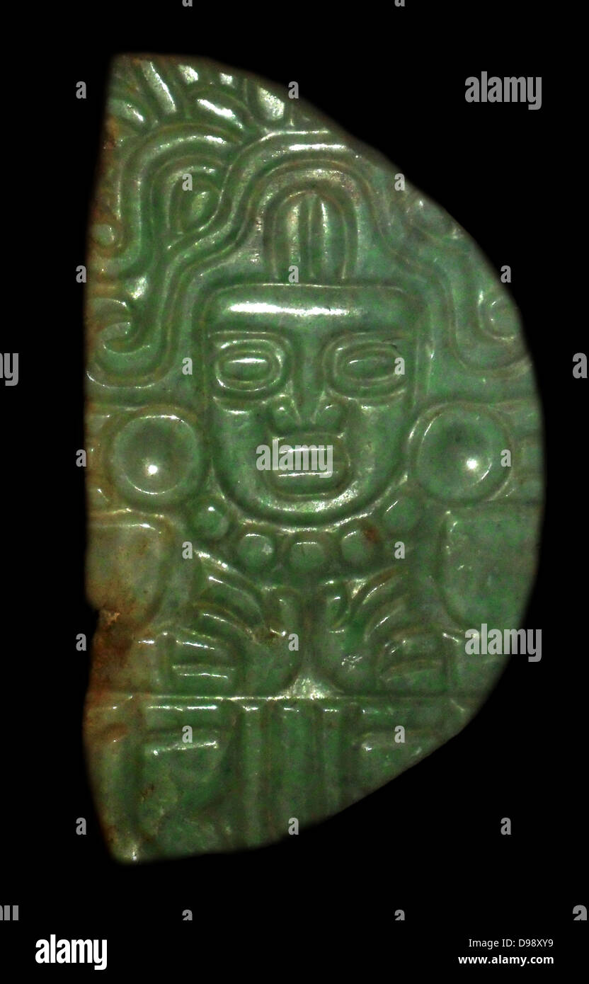 Jade pendant of the young maize god and a jade pendant Maya. AD 400-800 ...