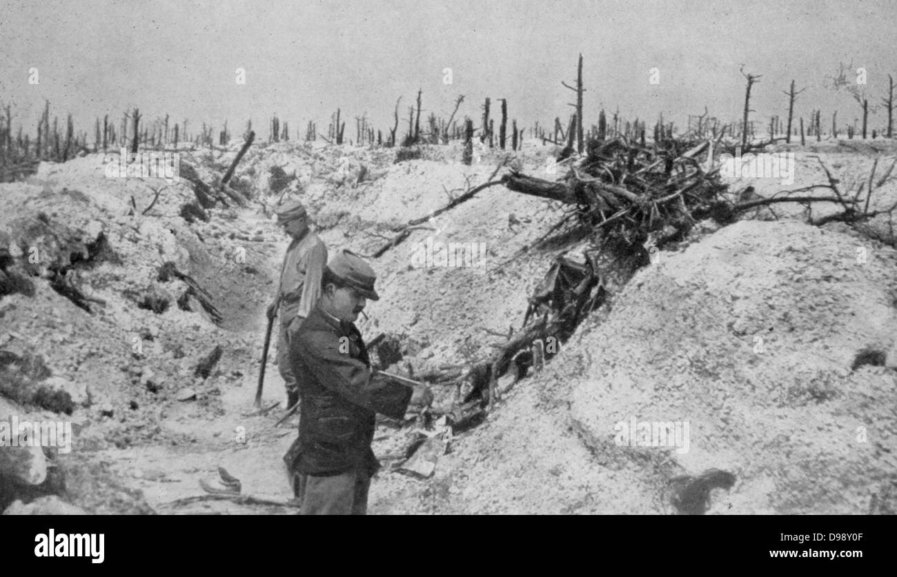World War I 1914-1918: French soldiers in trench taken from Germans in ...