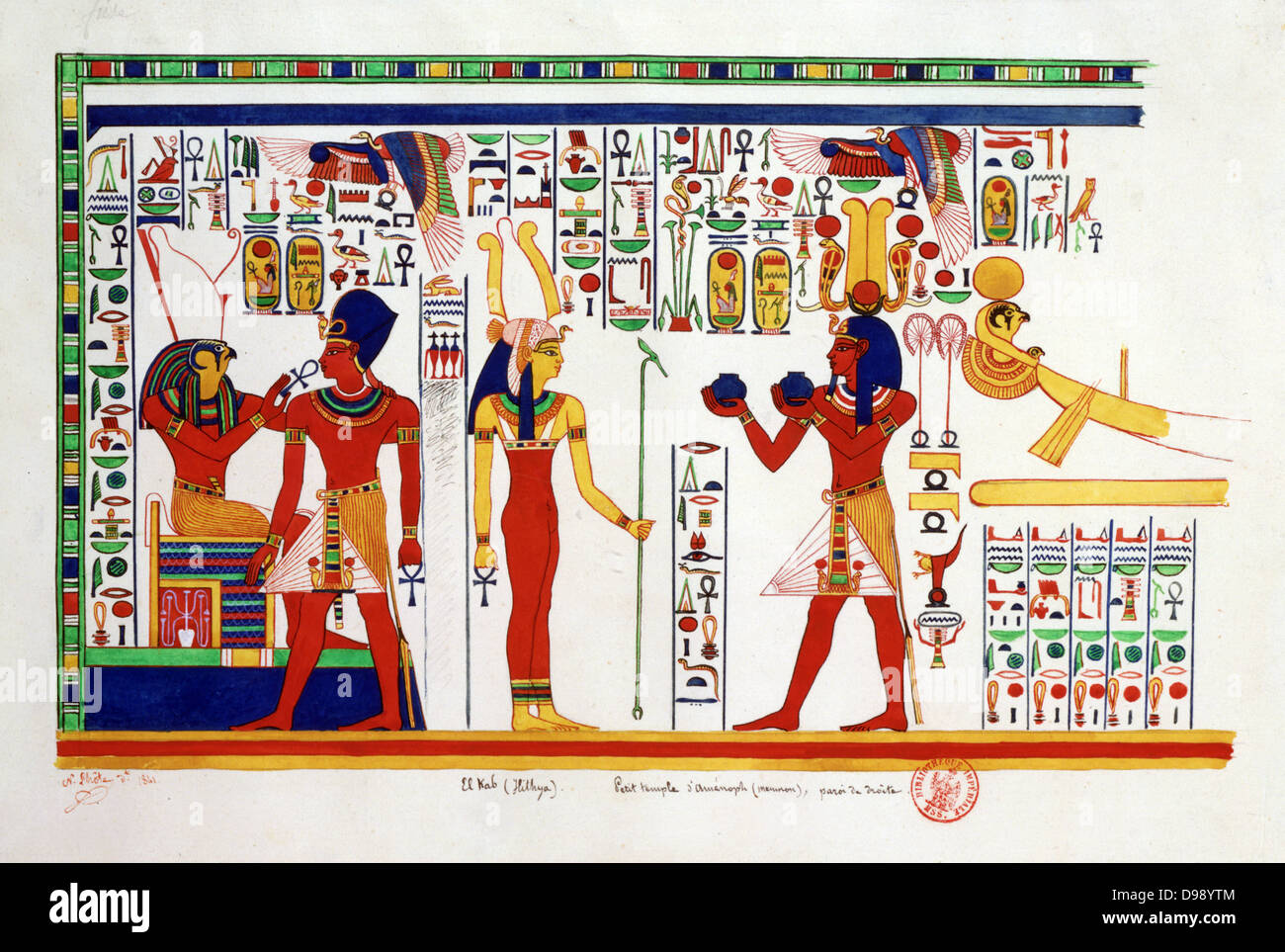 Copy of a fresco in the small Temple of Memnon (Amenhotep) at El Kab ...