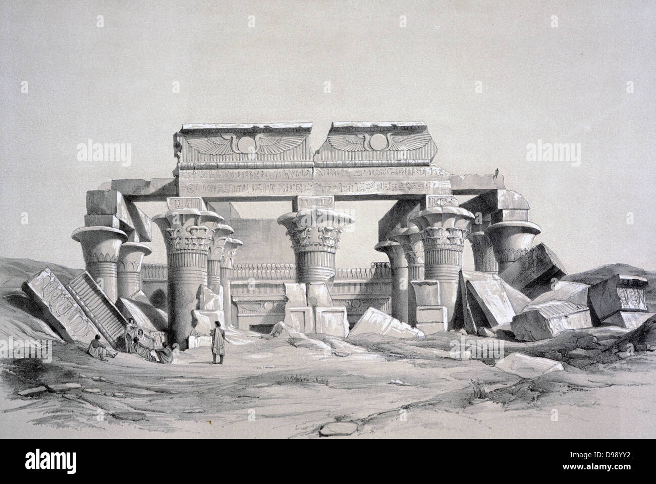 Temple at Kom Ombo. 1843. Lithograph after Owen Jones and Jules Goury ...