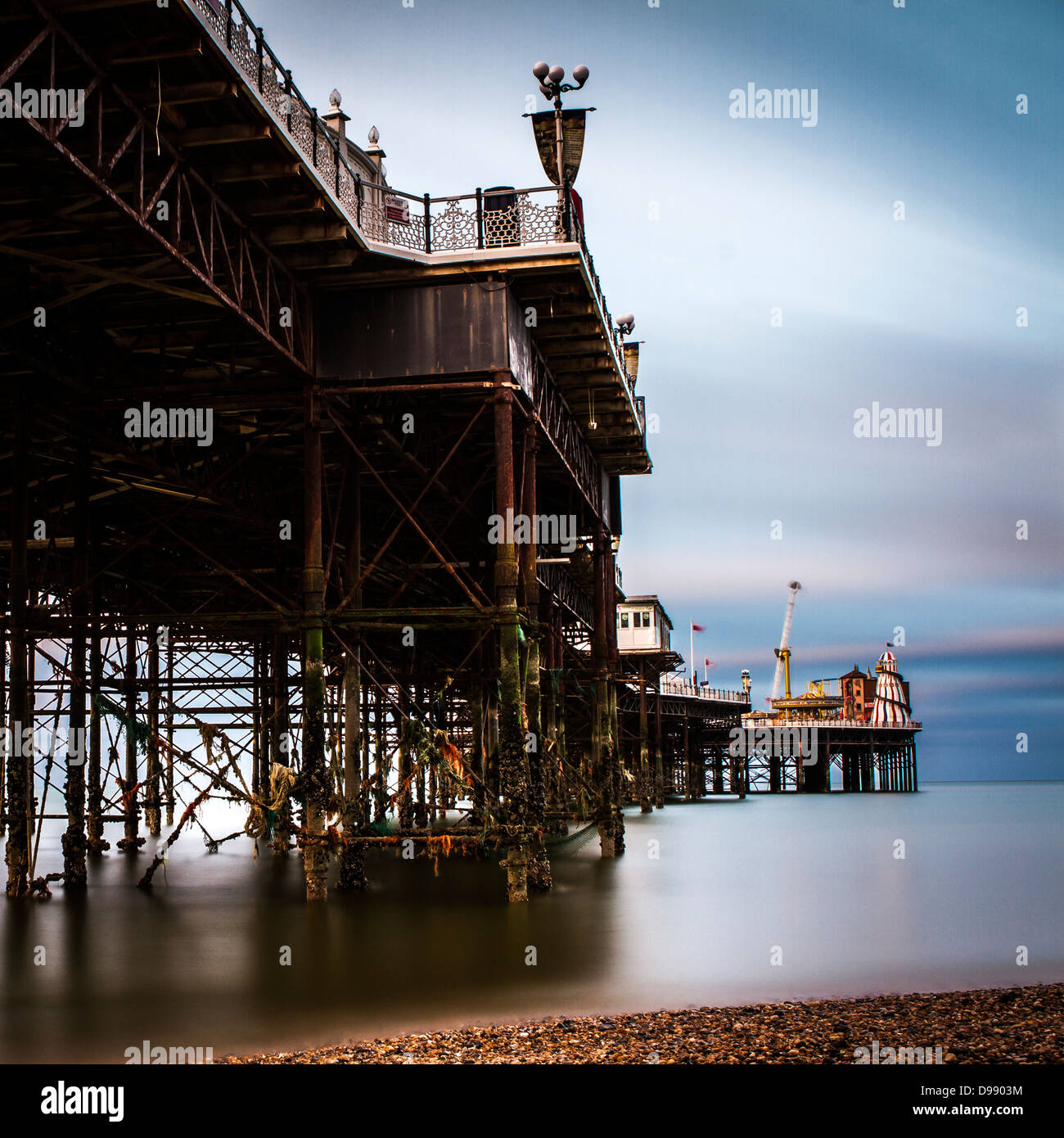 A morning sea front view of the Brighton Pier in great britain Stock ...