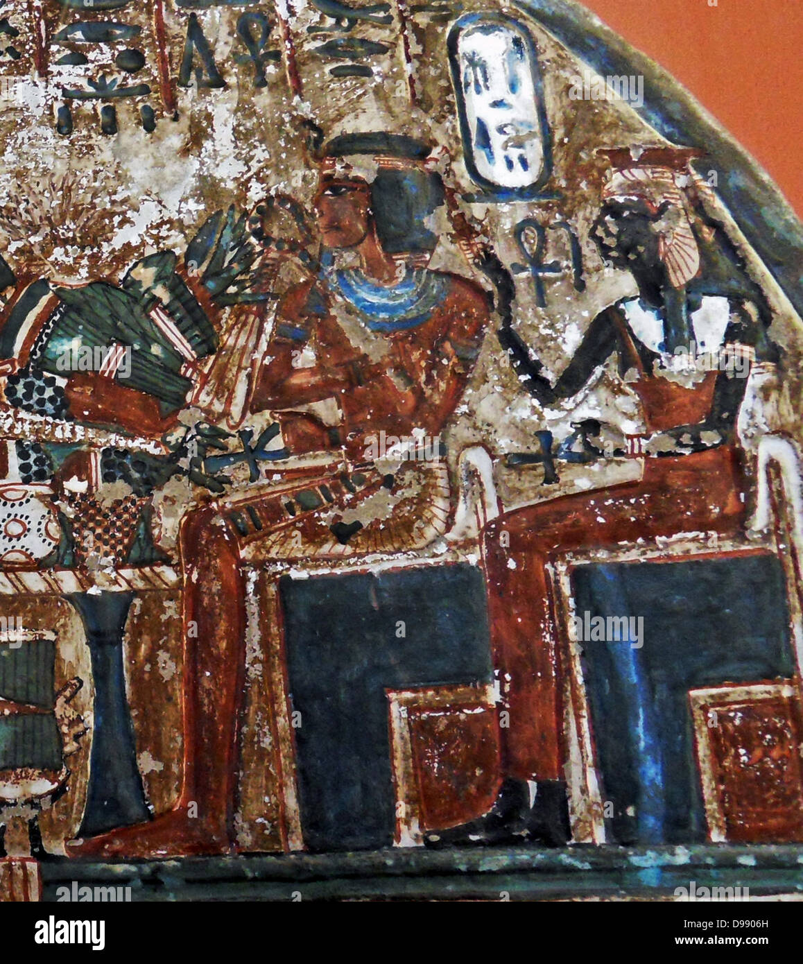 Egyptian Stele Irynefer: gods enthroned Osiris and Anubis facing Ahmose ...