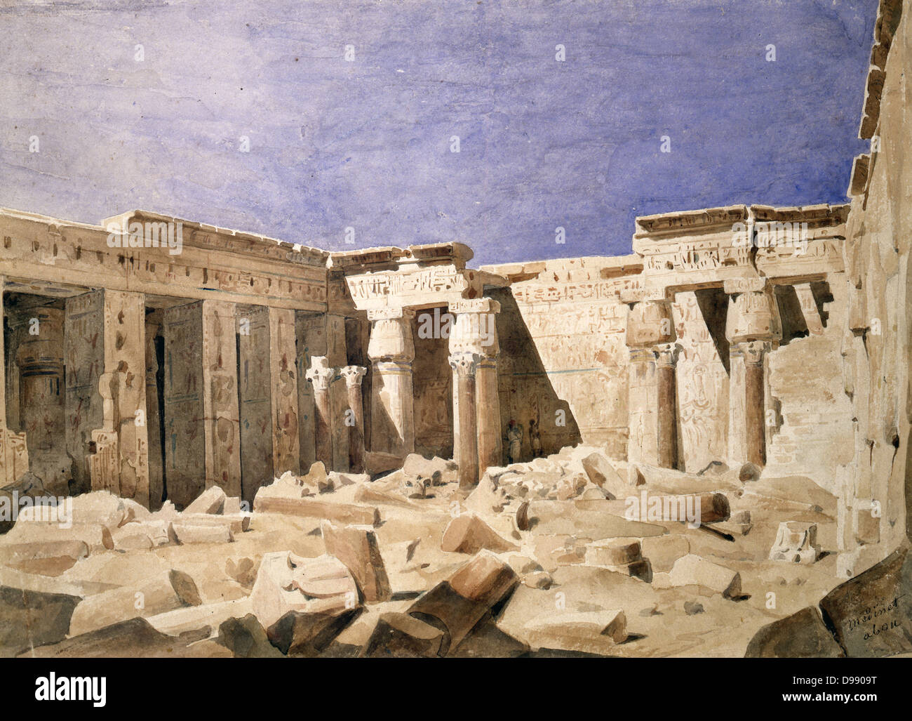 Temple of Medinet Habu'. Watercolour by Hector Horeau (1801-1872 ...