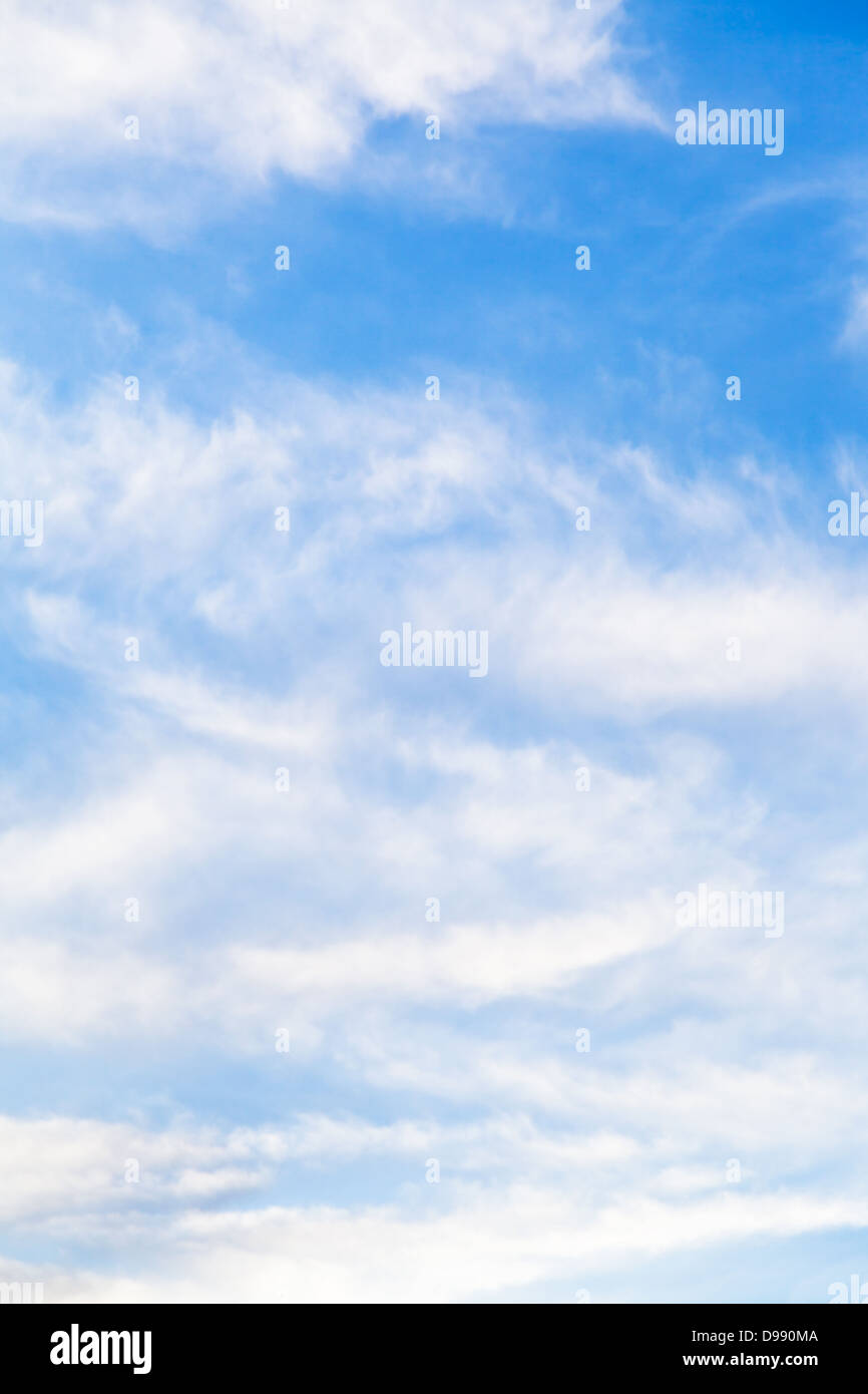 midday layers of white light clouds in spring blue sky Stock Photo - Alamy