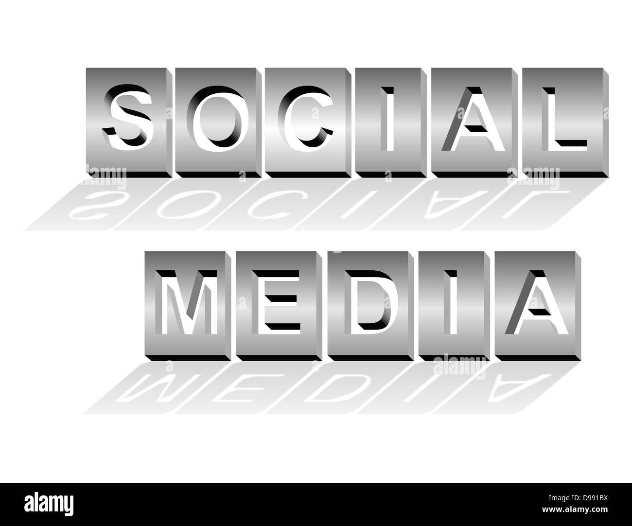 Social media text in metal letters, isolated on white. Conceptual image ...